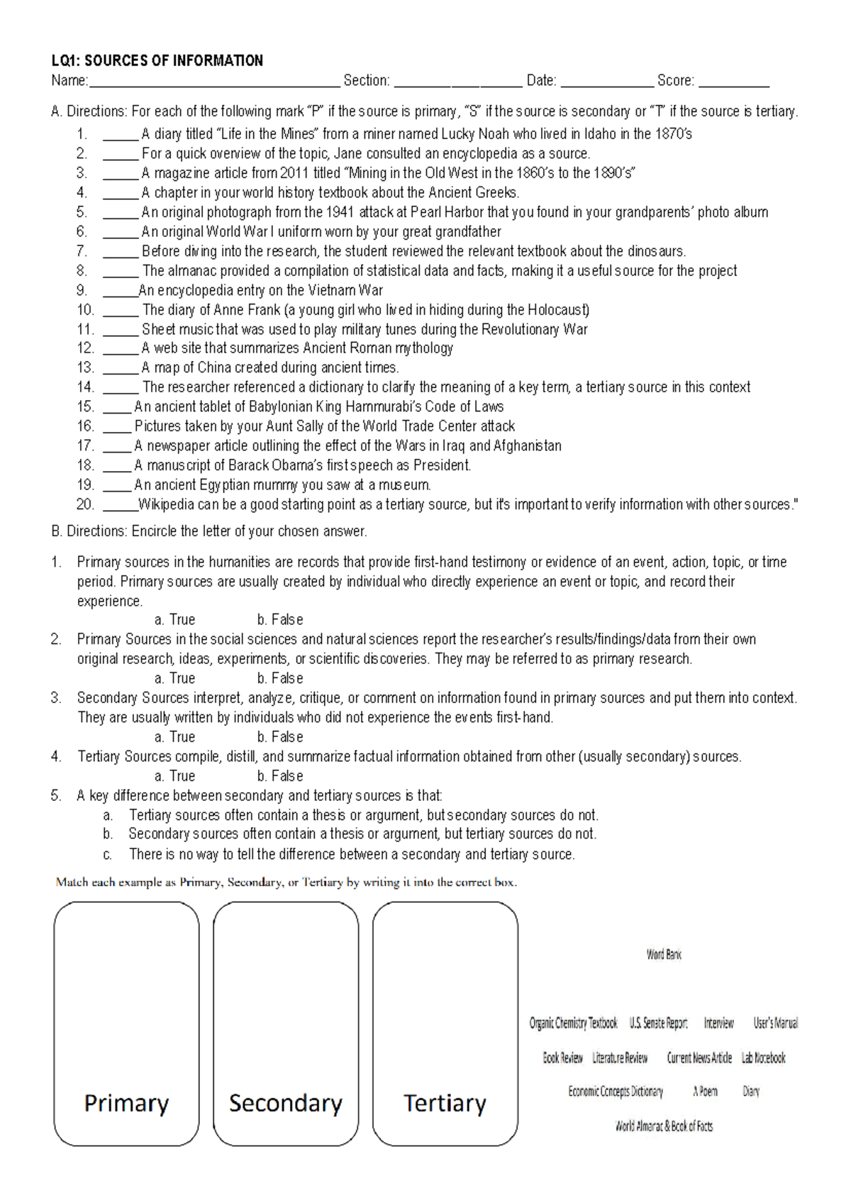 English 10 Q1 AS - Sources of Information Practice Activities - Studocu