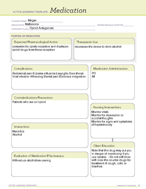 Active Learning Template medication Lorazepam - ACTIVE LEARNING ...