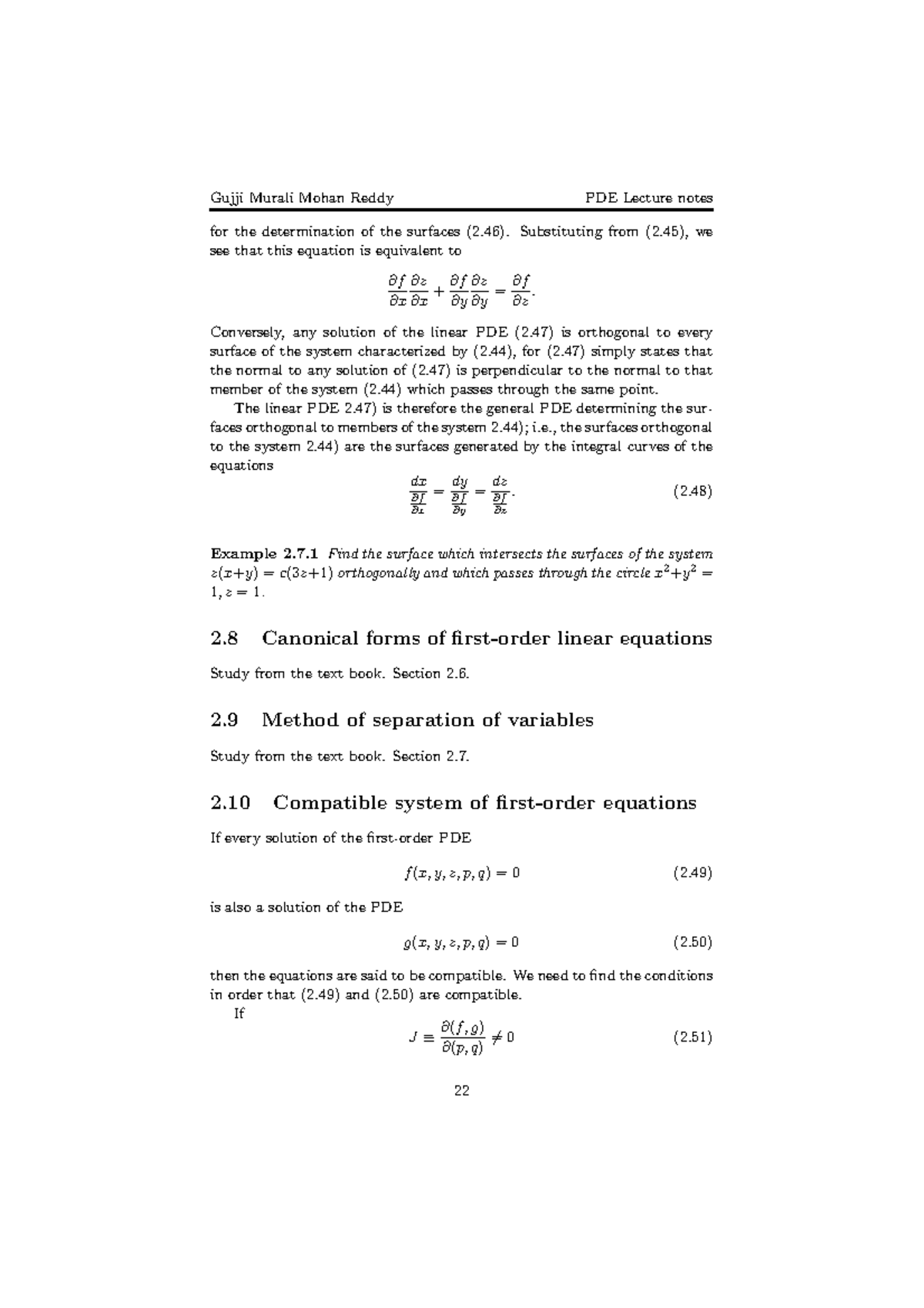 PDE-Lec9-11: Surfaces Determined by Orthogonal PDEs and Methods - Studocu