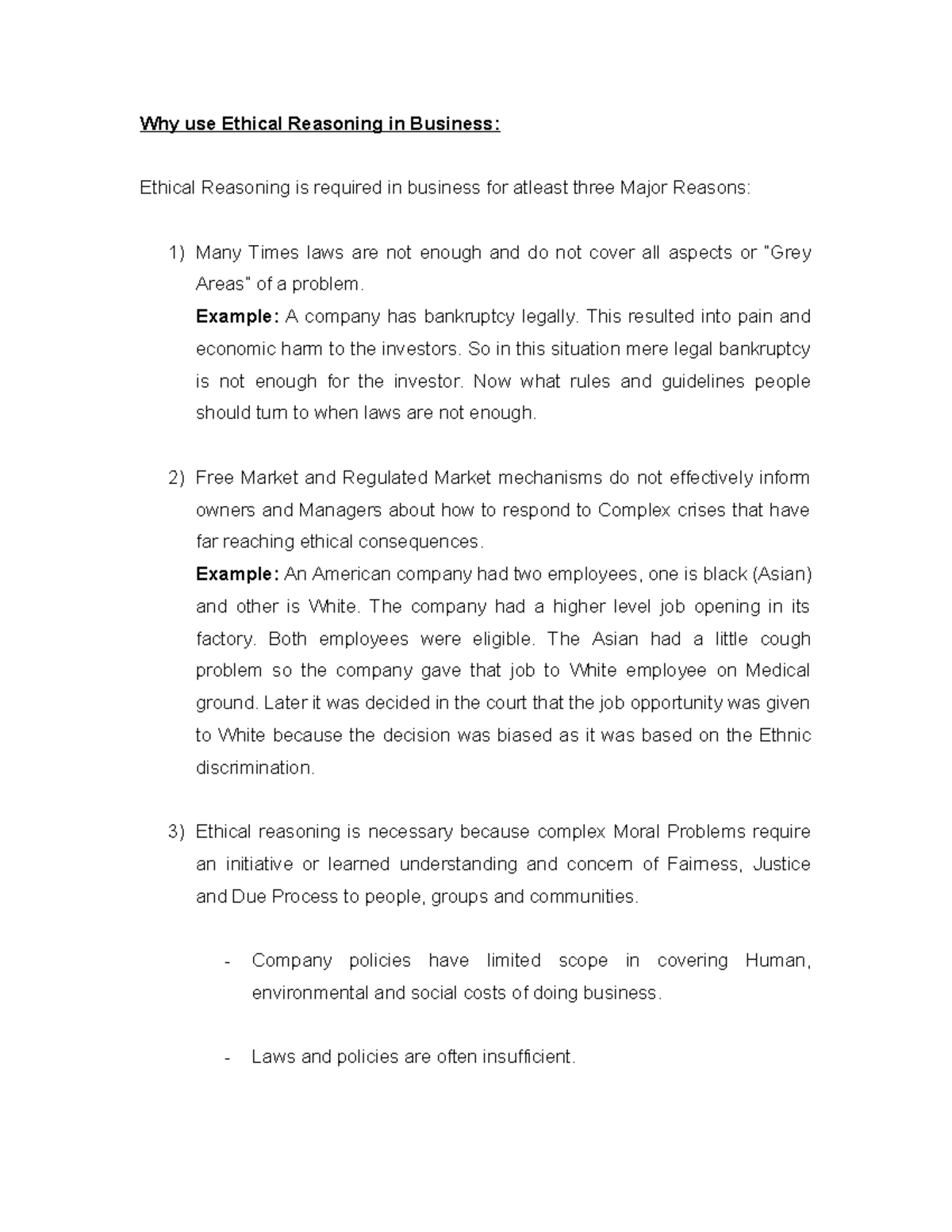 Ethical Reasoning in Business: Key Concepts and Examples (Lec Notes 2 ...