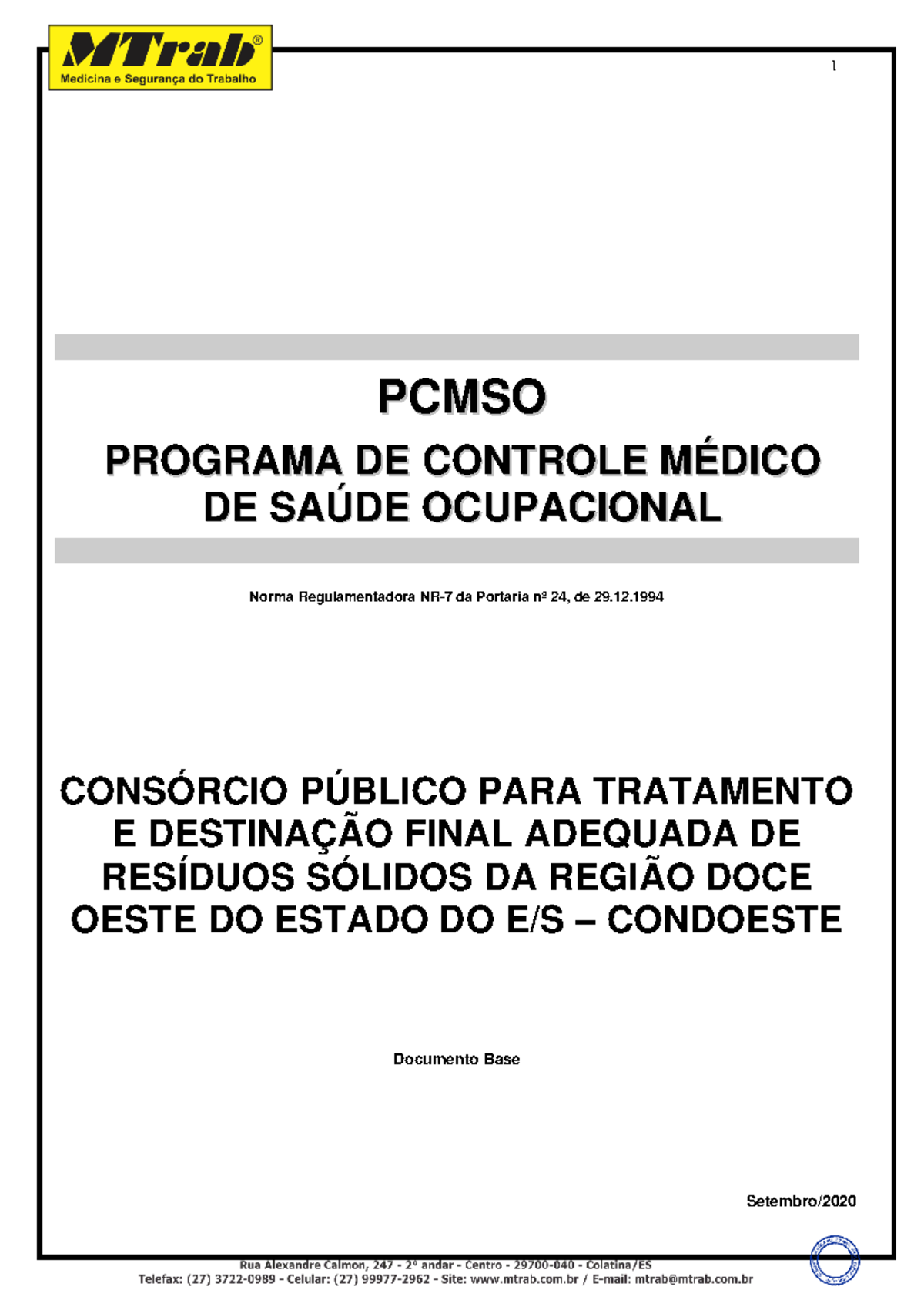Modelo de PCMSO - Exames Ocupacionais e Diretrizes NR-7 - Studocu