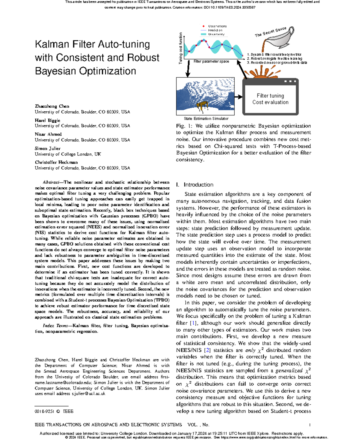 Kalman Filter Auto-Tuning With Consistent and Robust Bayesian ...