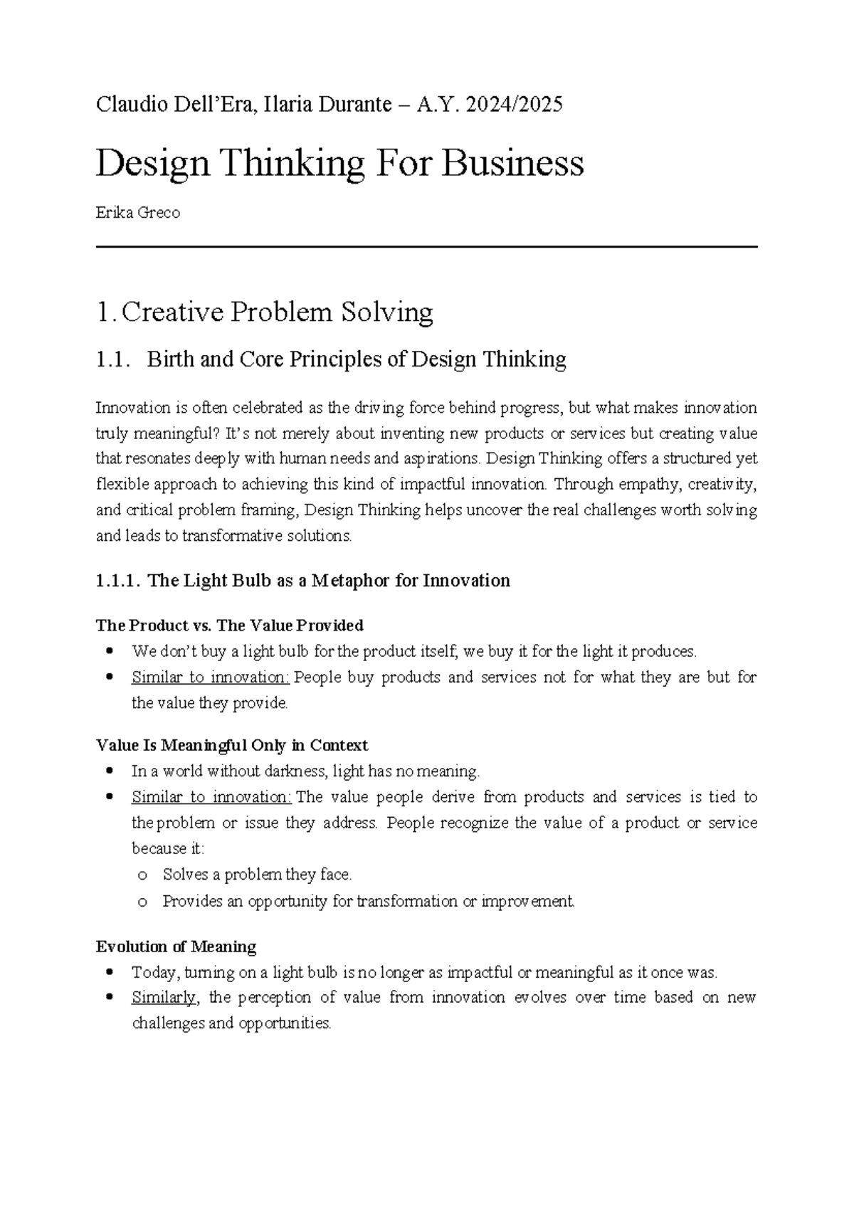 Design Thinking for Business: Creative Problem Solving Insights - Studocu