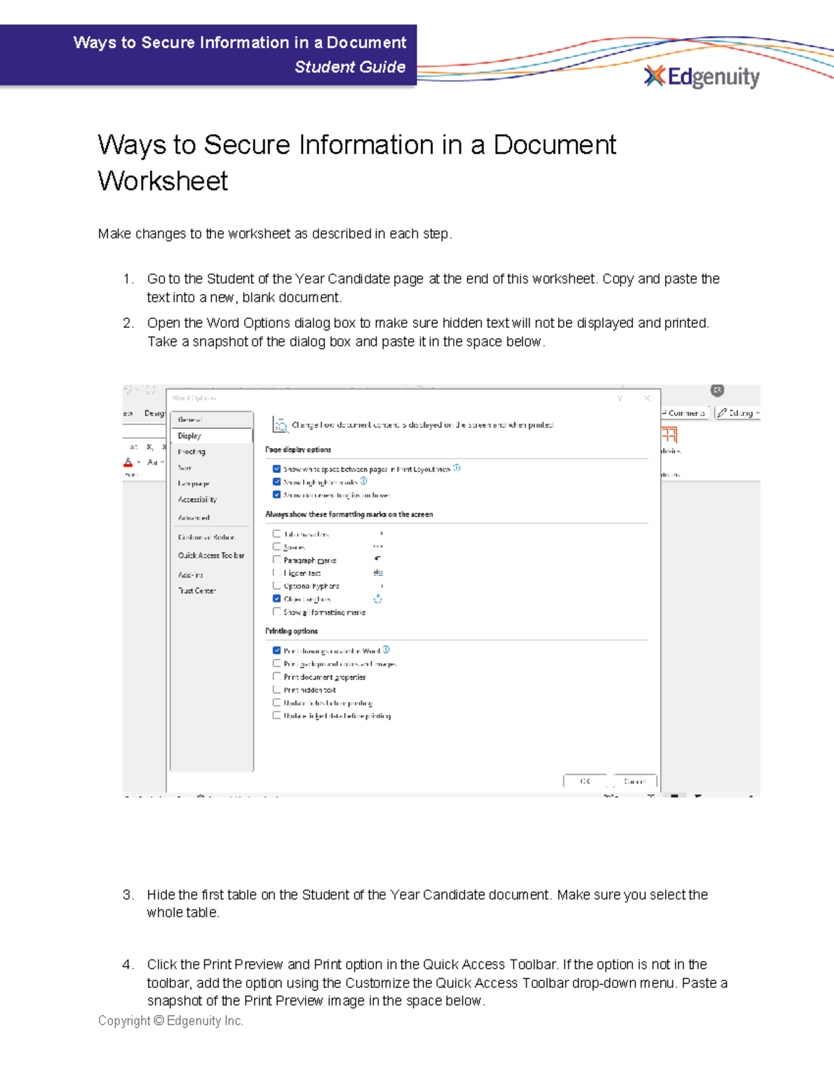 Document Security Techniques: Student Guide & Worksheet - Studocu
