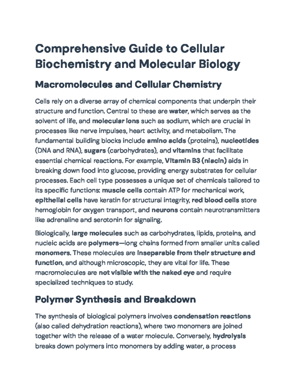 Comprehensive Guide to Cellular Biochemistry & Energy Metabolism (BIO ...