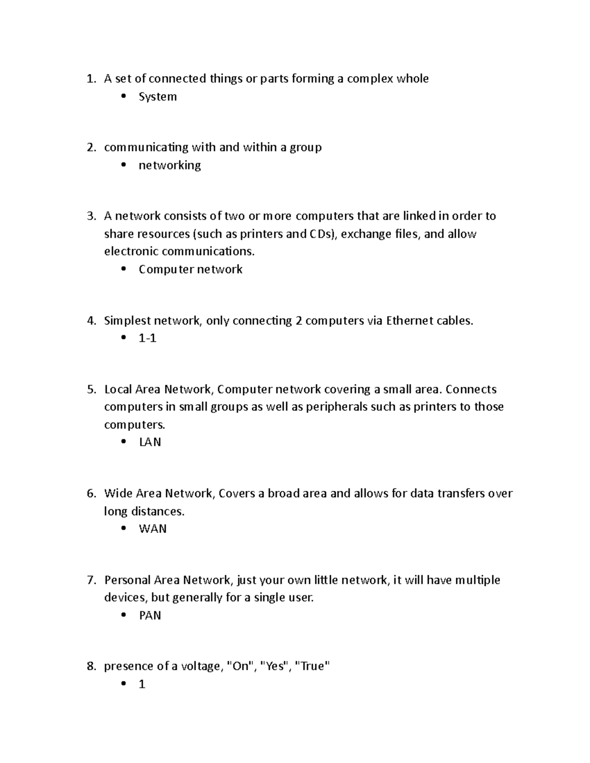 Networking - Flash Card Assignment - A set of connected things or parts ...
