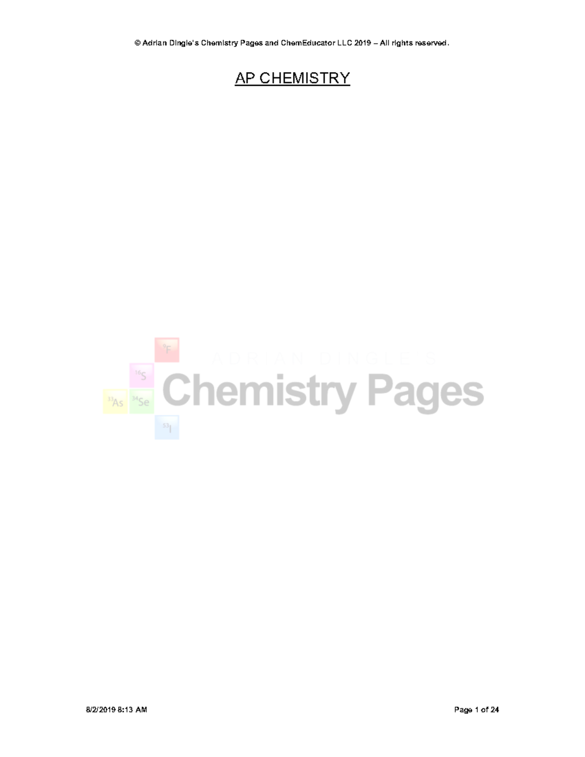 AP CHEMISTRY UNIT 0: Preamble, Scientific Method & Change Types - Studocu