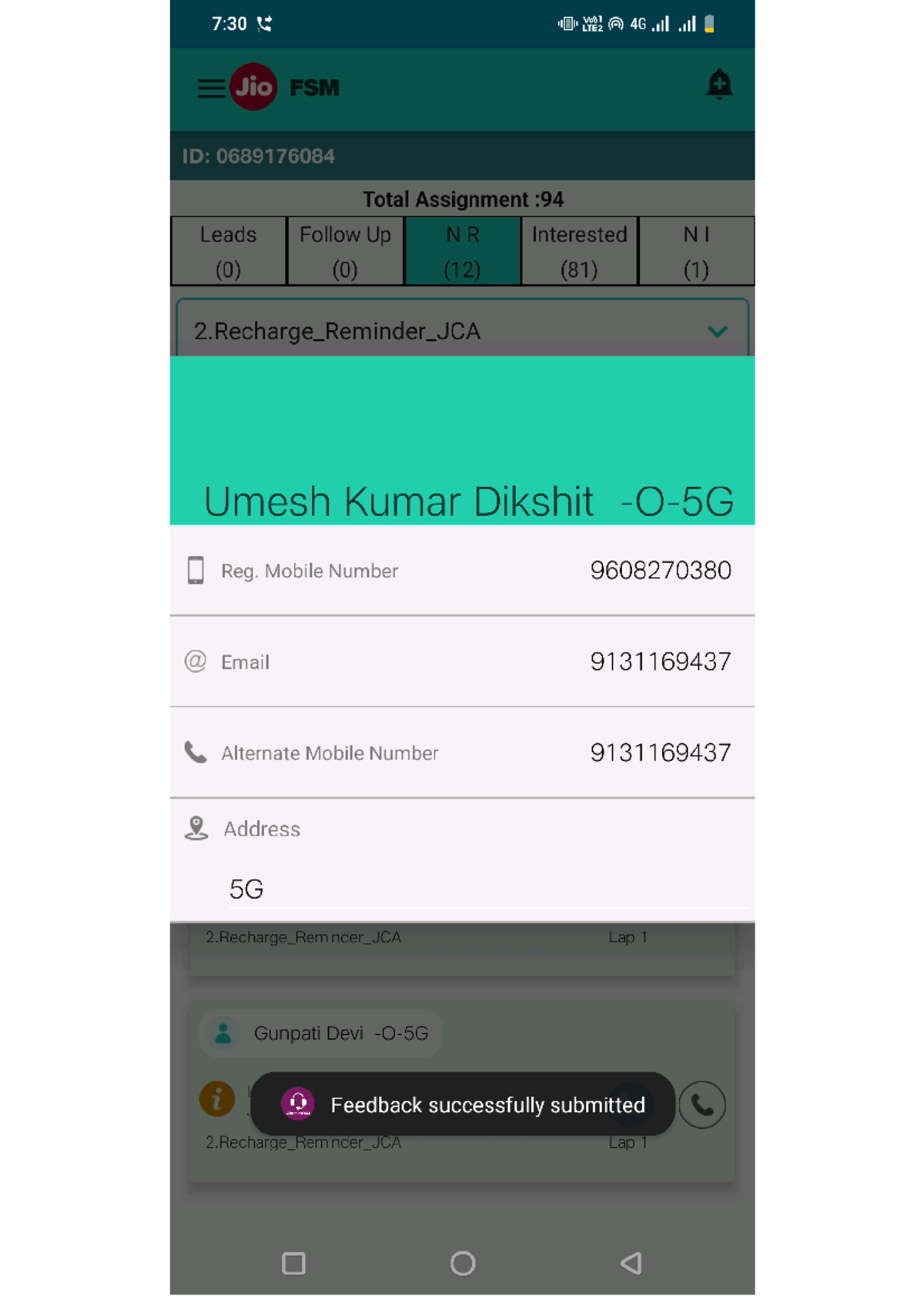 Recharge Reminder JCA - 4G Jio FSM Assignment ID: 0689176084 - Studocu