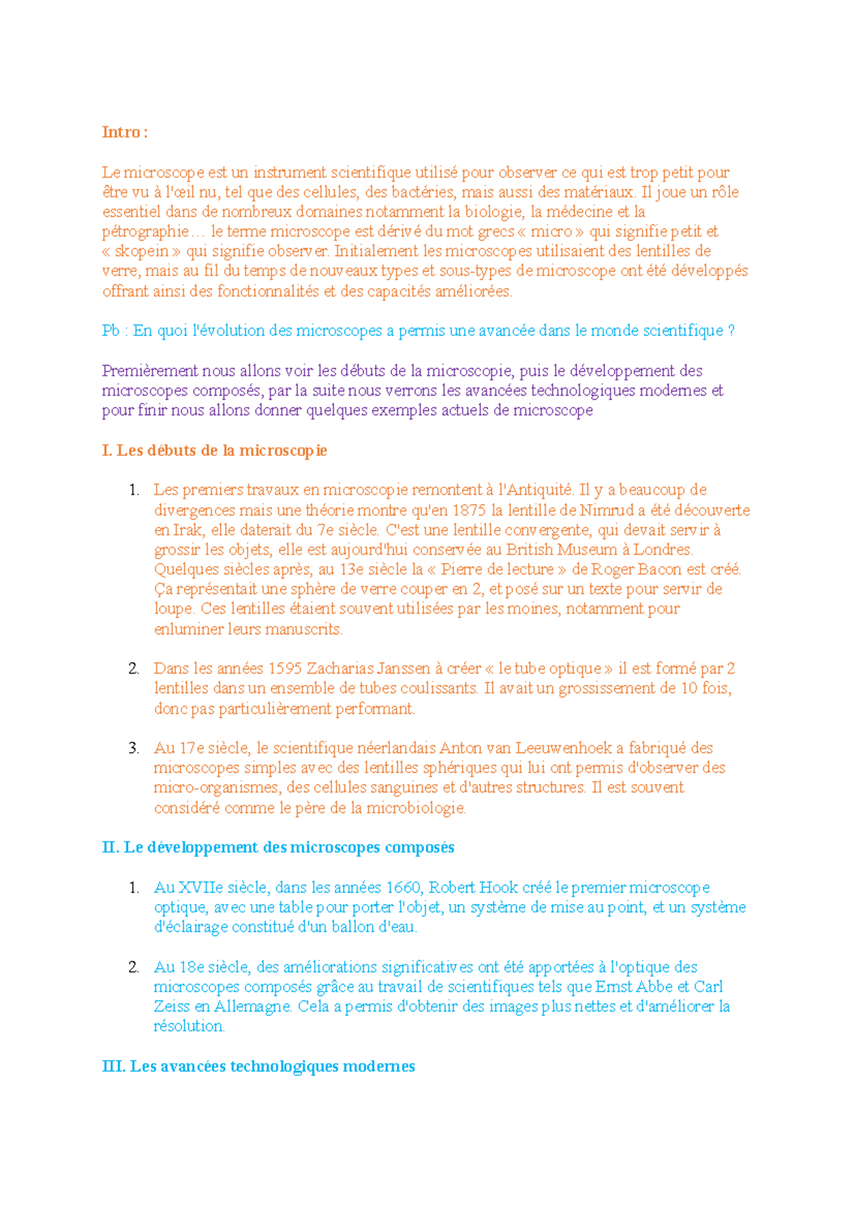 Svt - C'est un exposée sur l'évolution des microscope - Intro : Le ...