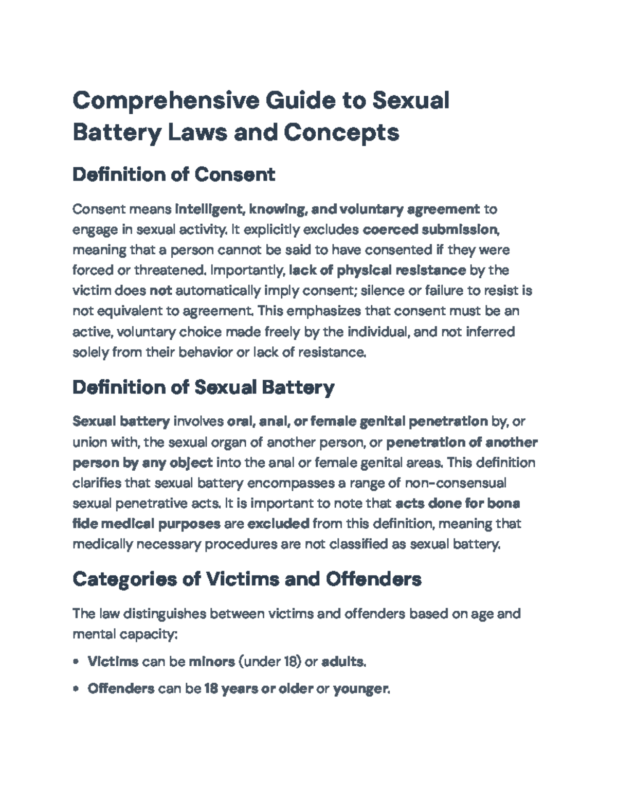 Comprehensive Overview of Sexual Battery Laws & Penalties (Legal Course ...