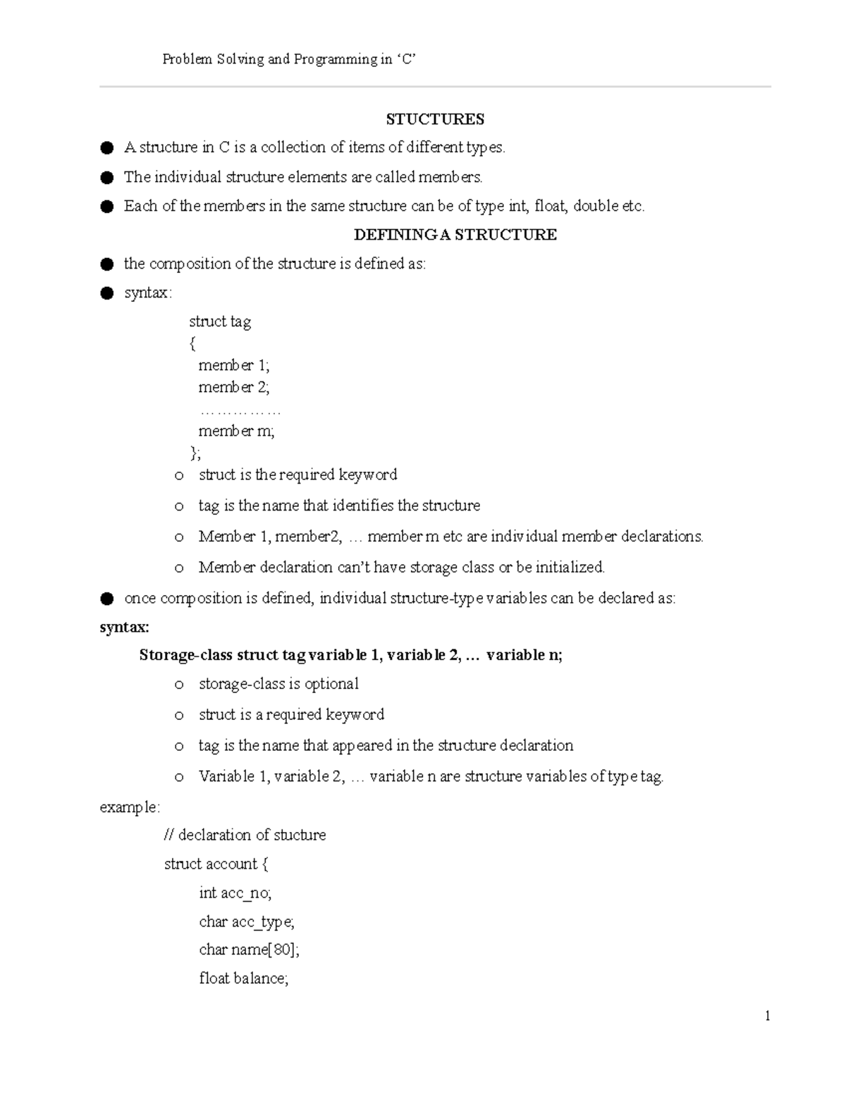 Unit 5 - C Programming: Structures, Unions, and Pointers Notes - Studocu