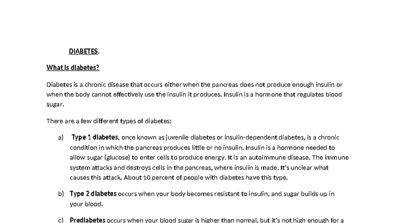 Understanding Diabetes: Types, Symptoms, and Management (085335) - Studocu