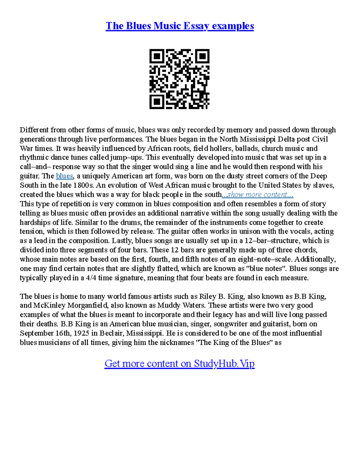 ENG101 Expository Essay: The Evolution and Impact of Music - Studocu