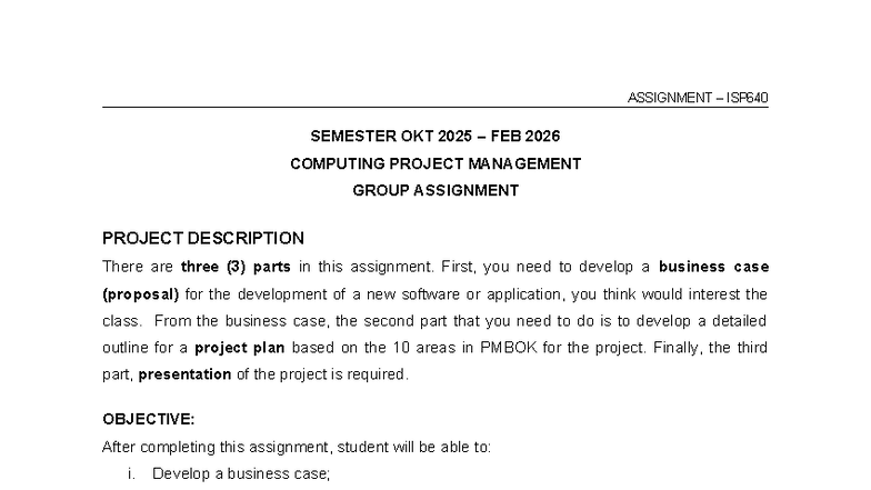 Iceps Group Assignment Isp640 Computing Project Management Overview