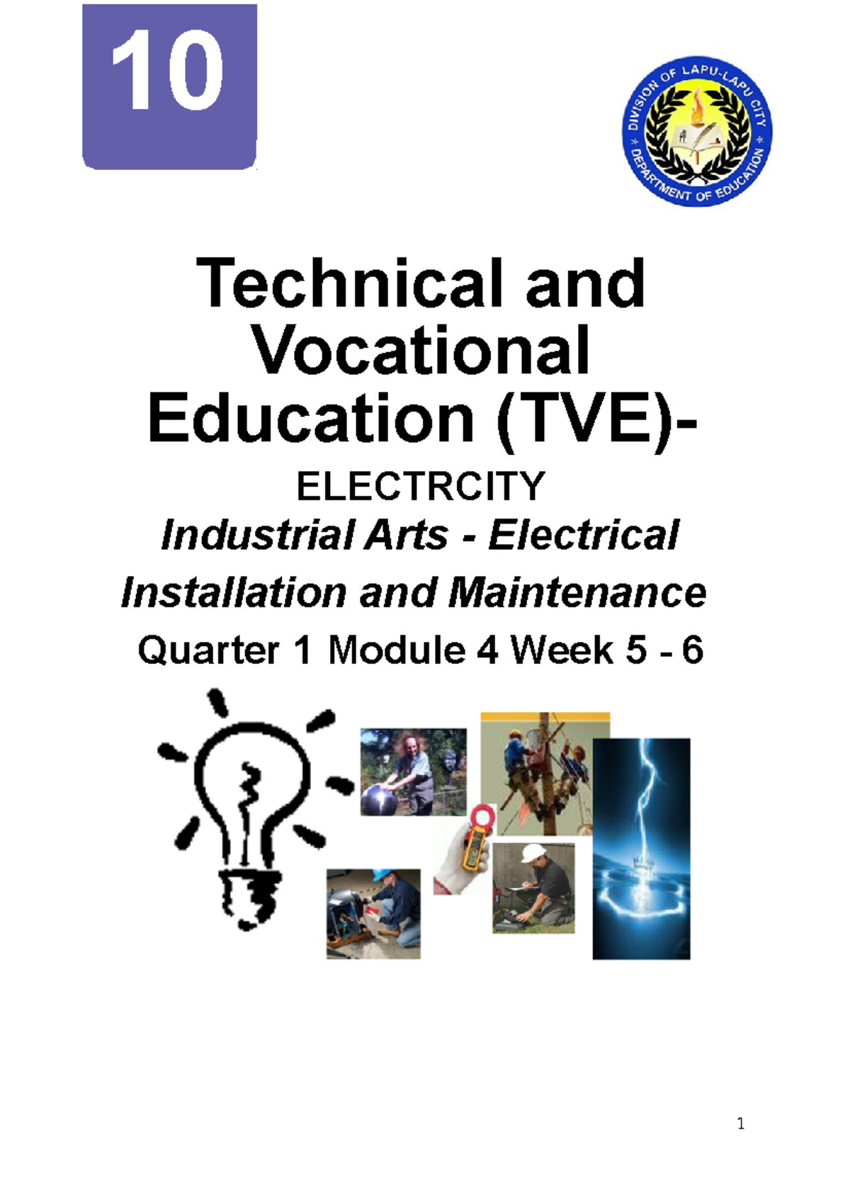 EIM-Grade-10 Technical-Vocational Arts: Electricity Module 4 Weeks 5-6 ...