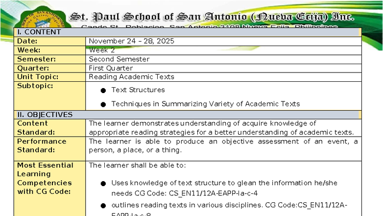 S2 Q1 LM EAPP Lesson 2: Understanding Text Structures and Summarizing ...
