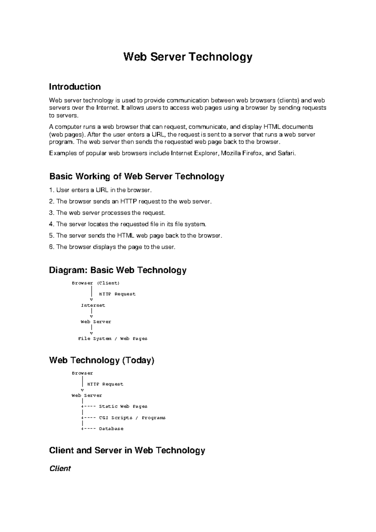 Web Server Technology Overview: Basics and Functions - Studocu