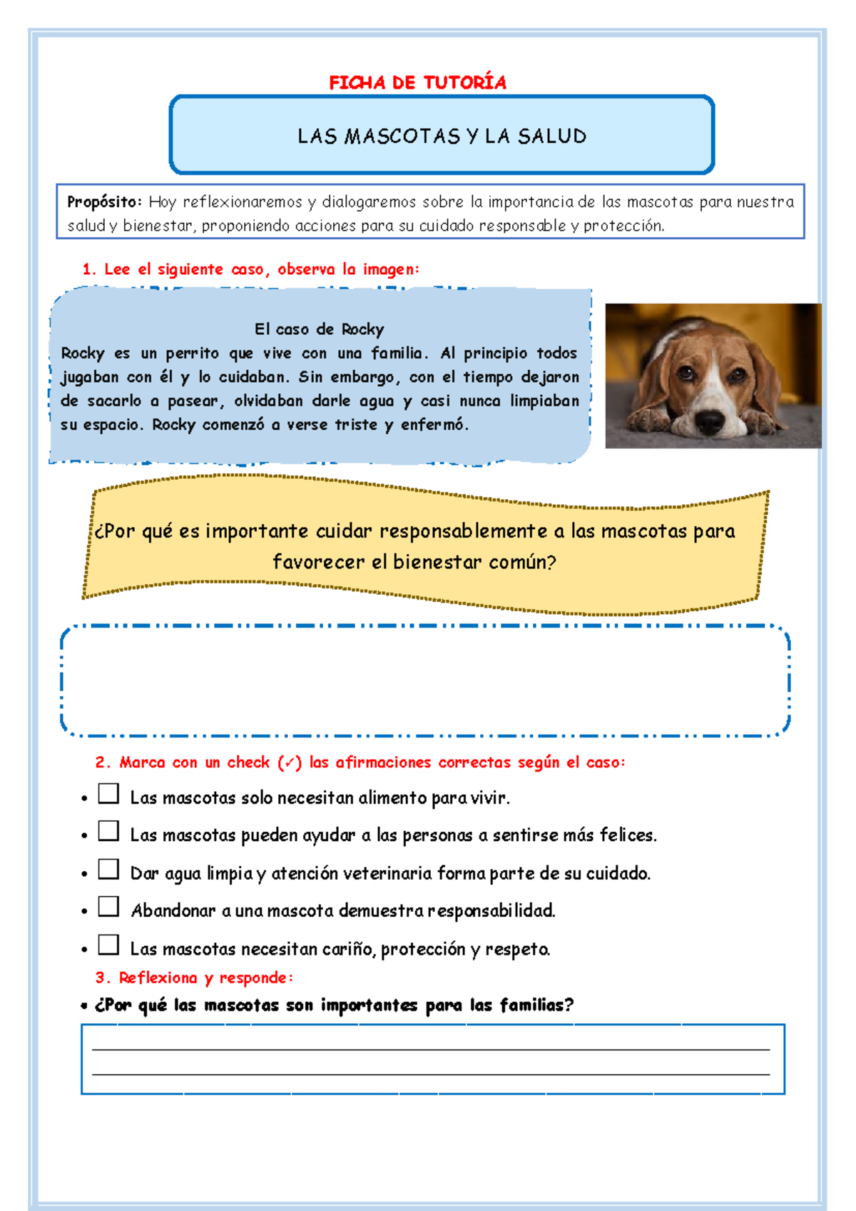 3° Ficha TUTO LUN 5: La Importancia de las Mascotas en la Salud - Studocu