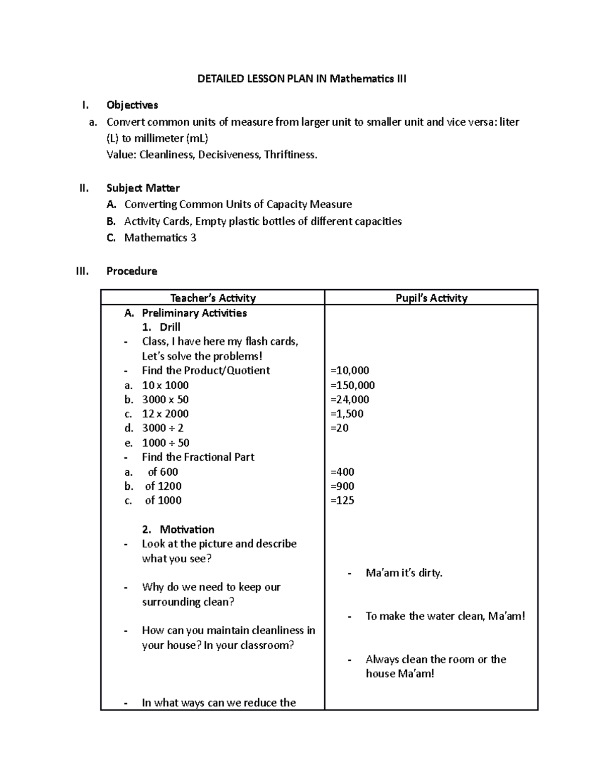Detailed Lesson PLAN IN Mathematics III - DETAILED LESSON PLAN IN ...