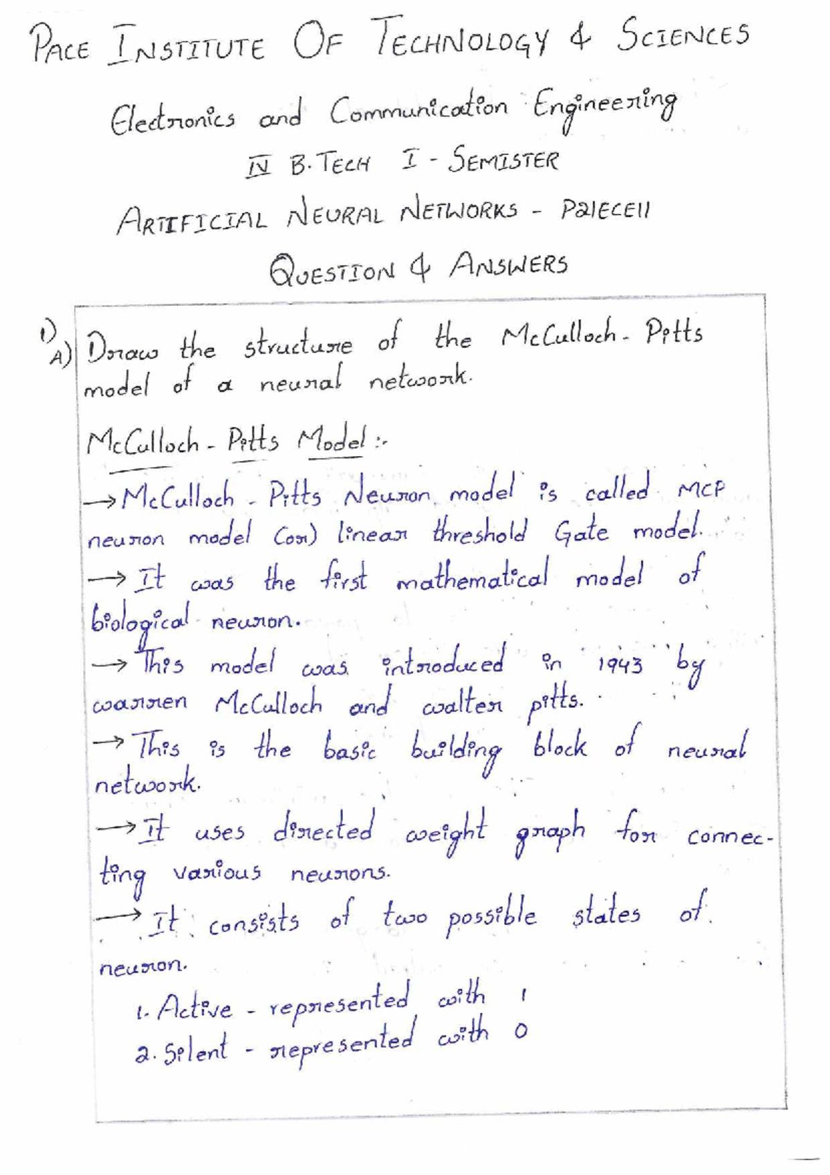 Artificial Neural Networks - Unit 2 Notes (R21 Regulation) - Studocu