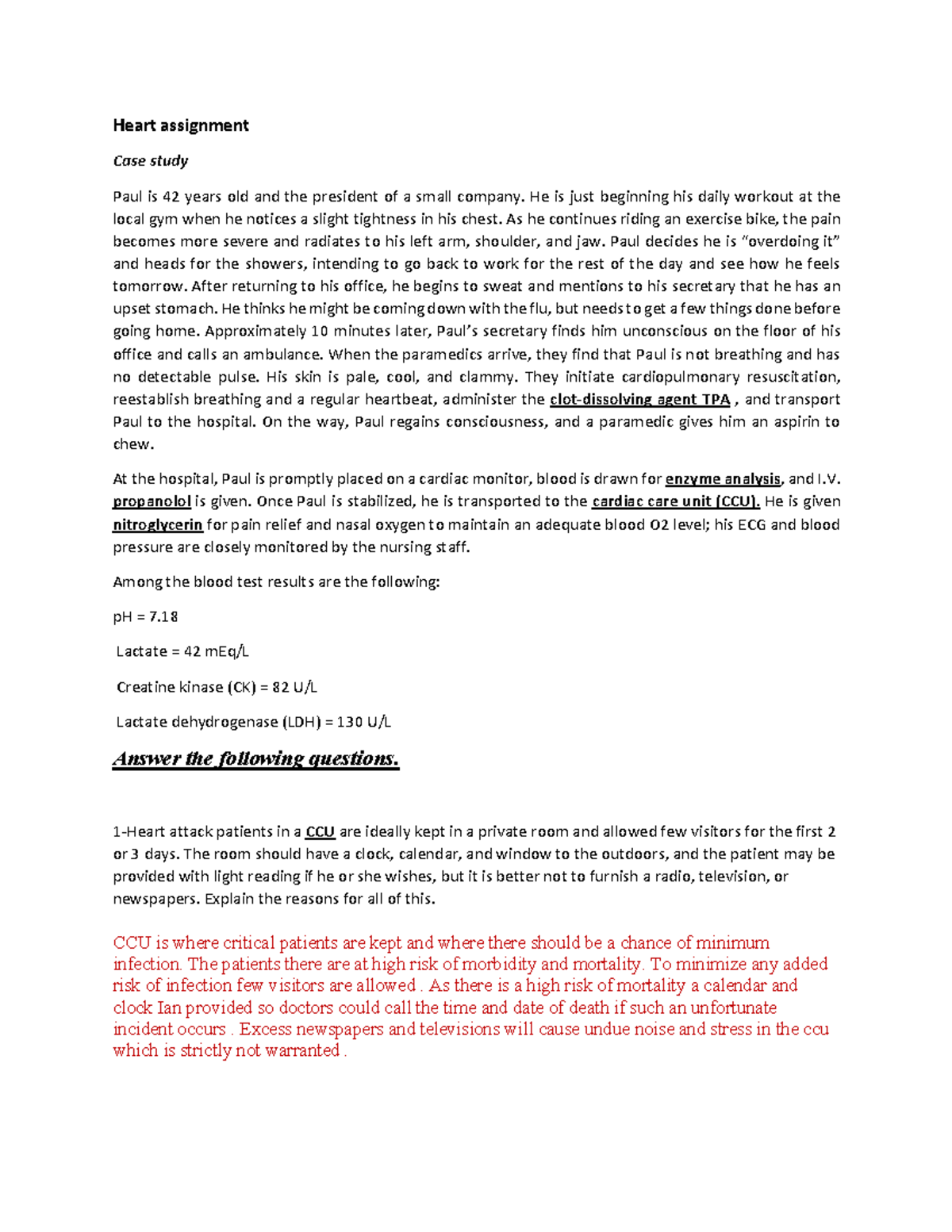 Heart Assignment - Case Study Review: Understanding Myocardial ...