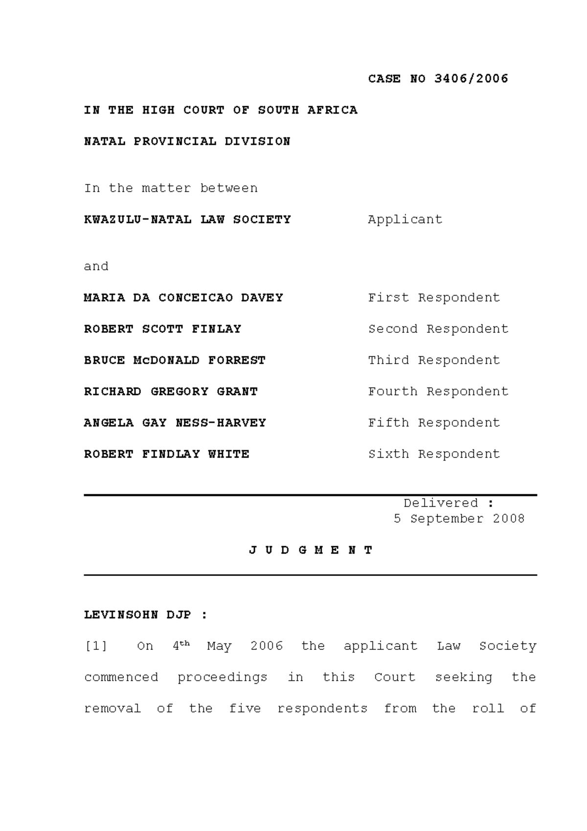 CASE NO: Law Society vs. Meumann White - Touting Allegations in ...