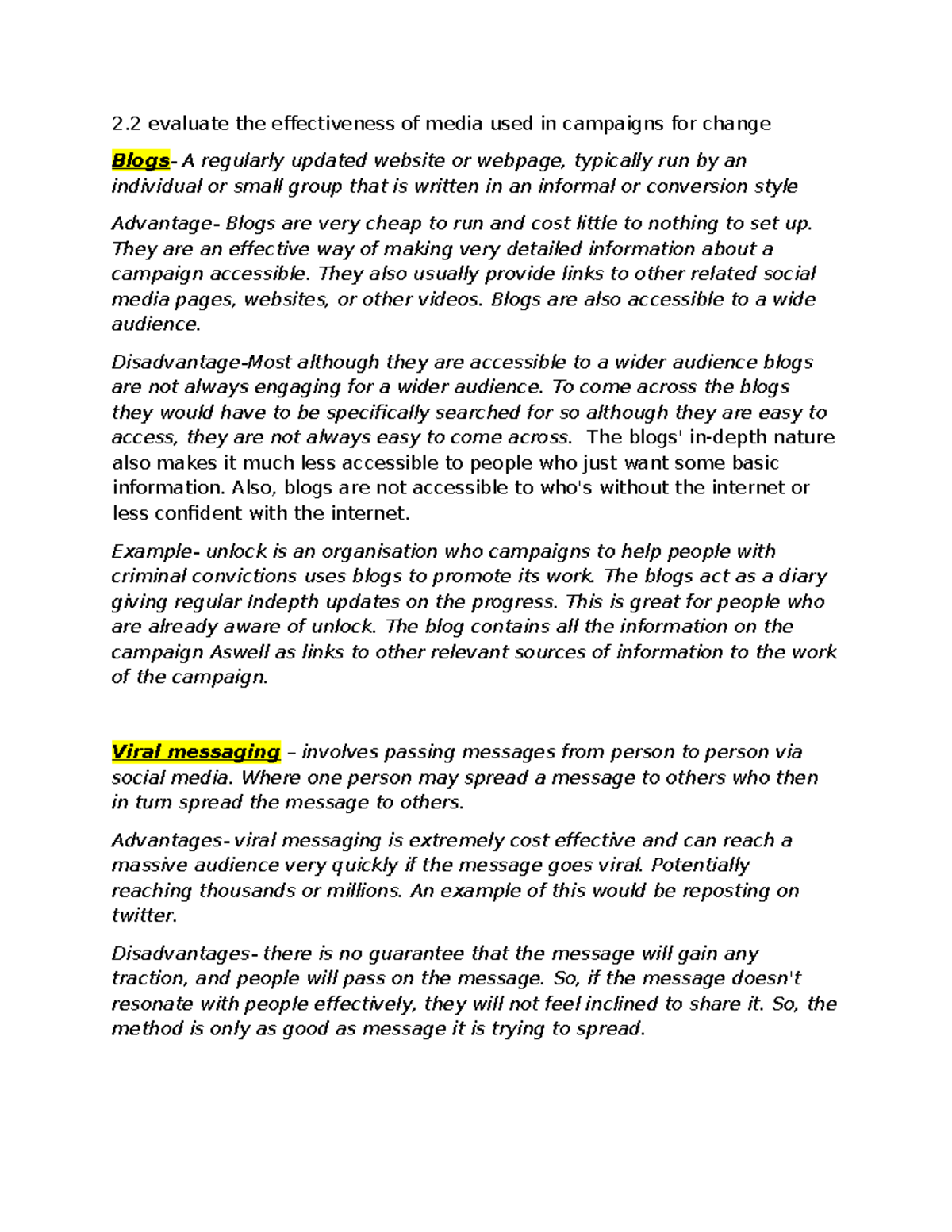 Evaluating Media Effectiveness in Campaigns for Change (2.2) - Studocu