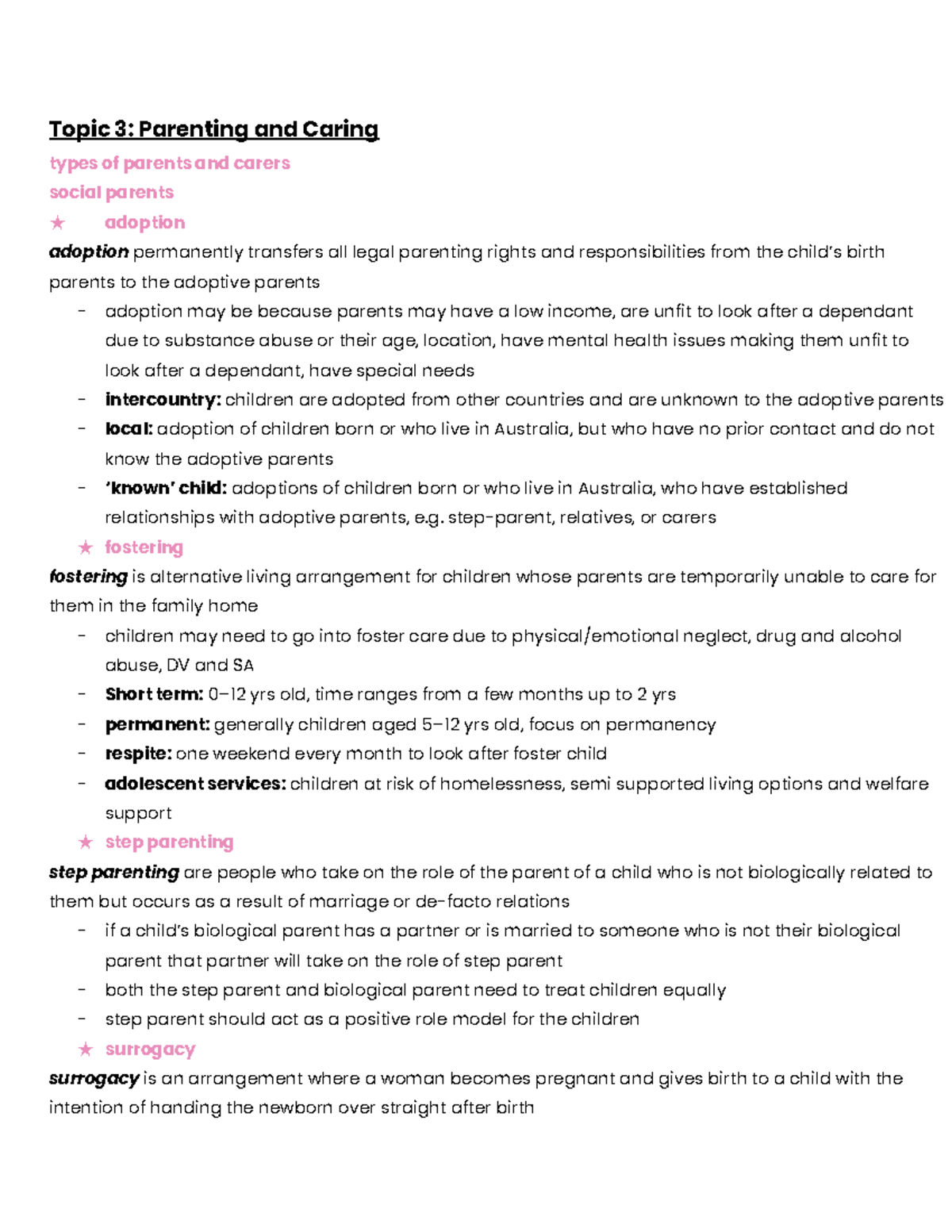 CAFS Topic 3: Understanding Parenting and Caring Roles - Studocu