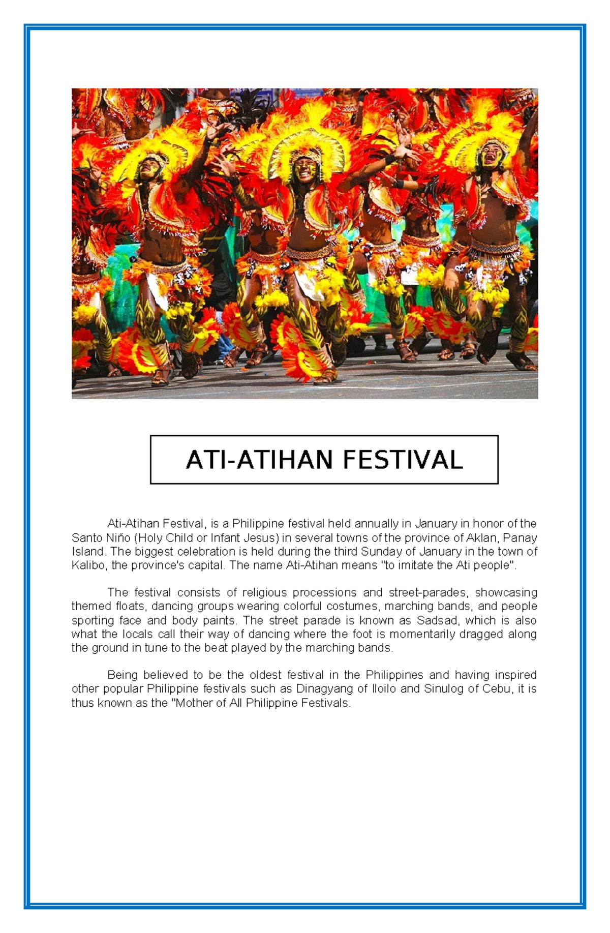 Festivals - Ati-Atihan Festival, is a Philippine festival held annually ...