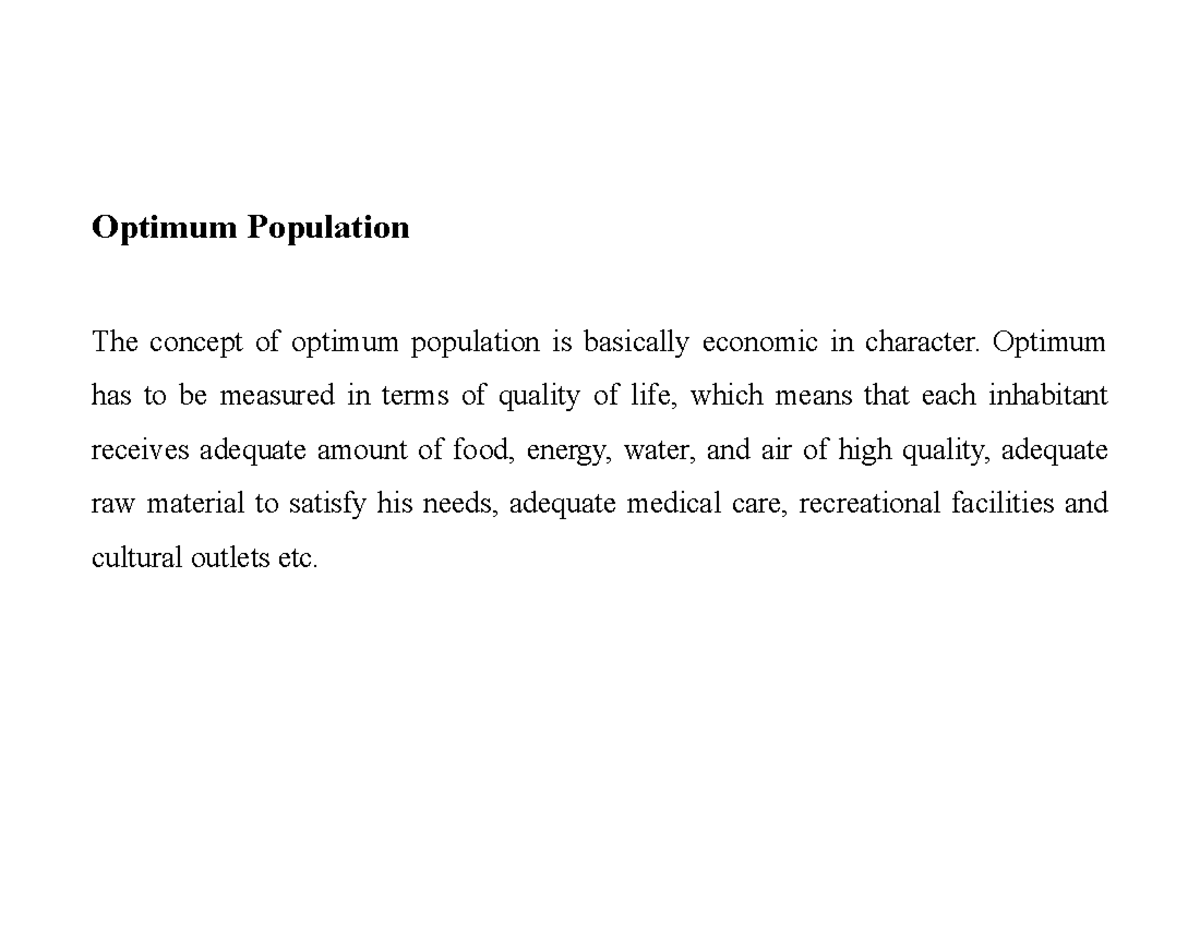 Optimum Population PPT - Optimum Population The concept of optimum ...