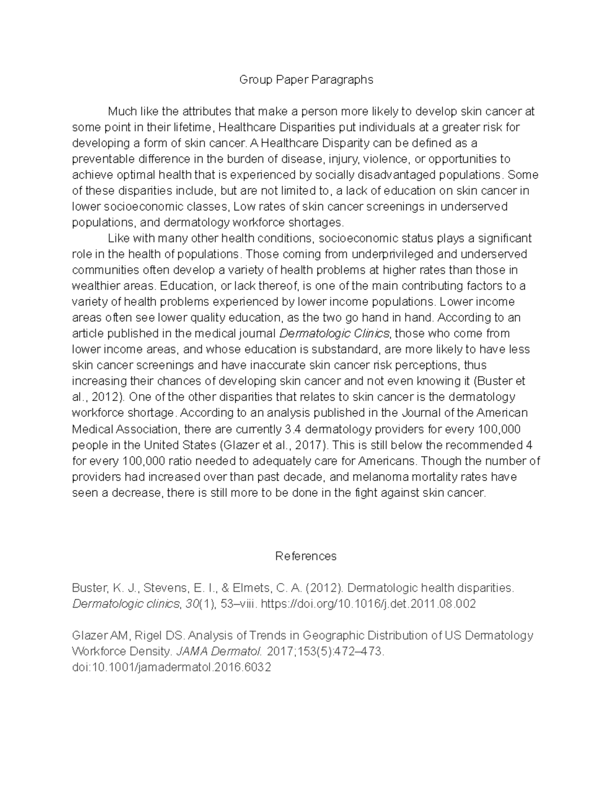 Luis Group PAper - Grade: A - Group Paper Paragraphs Much like the ...