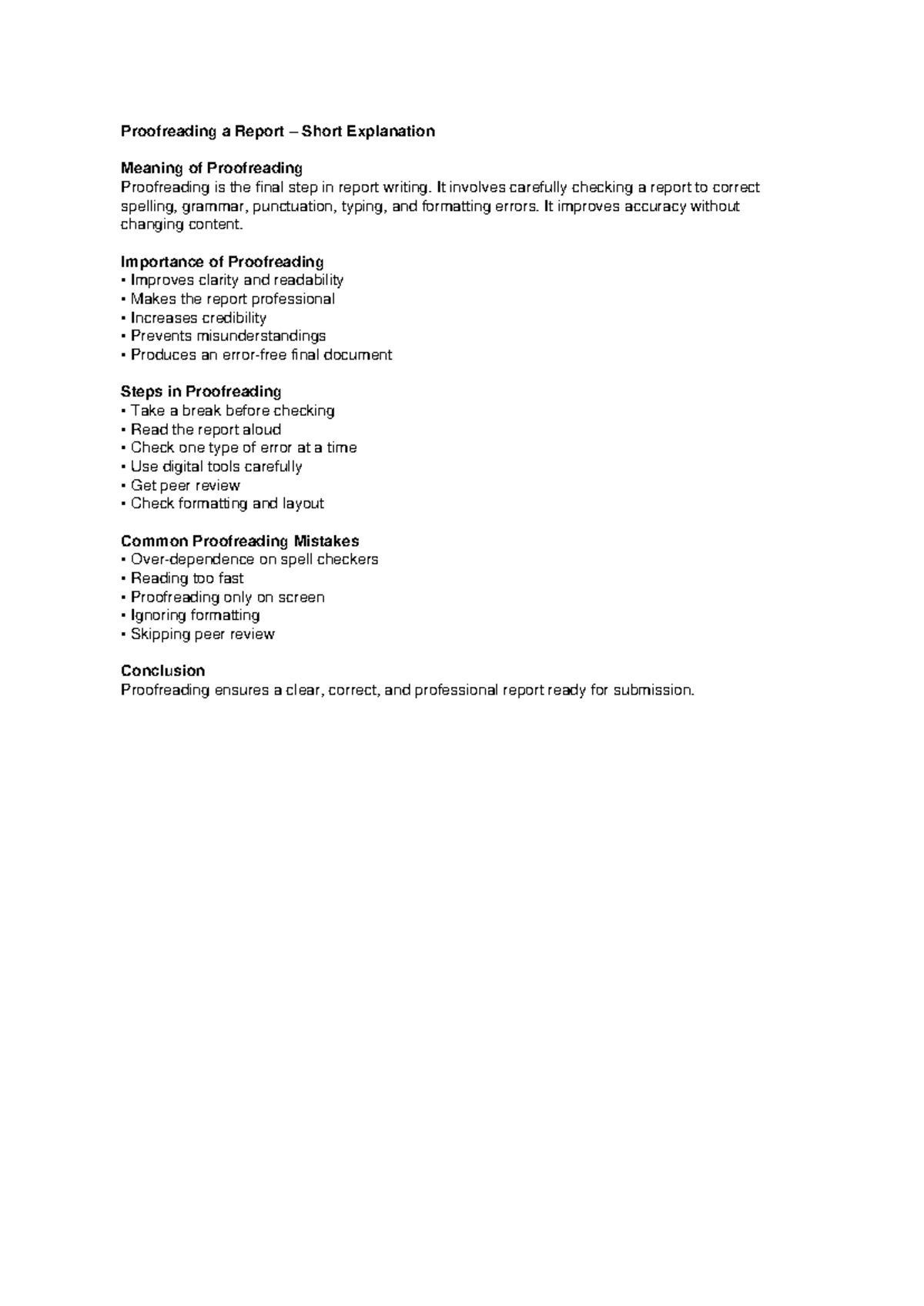 Proofreading Report: Importance, Steps, and Common Mistakes - Studocu