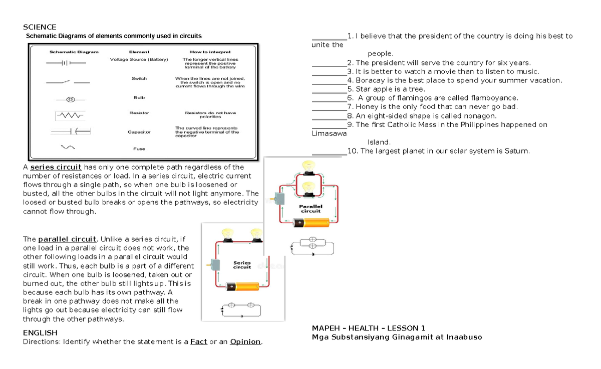 ESM-Q3-L4 - Understanding Series & Parallel Circuits and Critical Thinking - Studocu