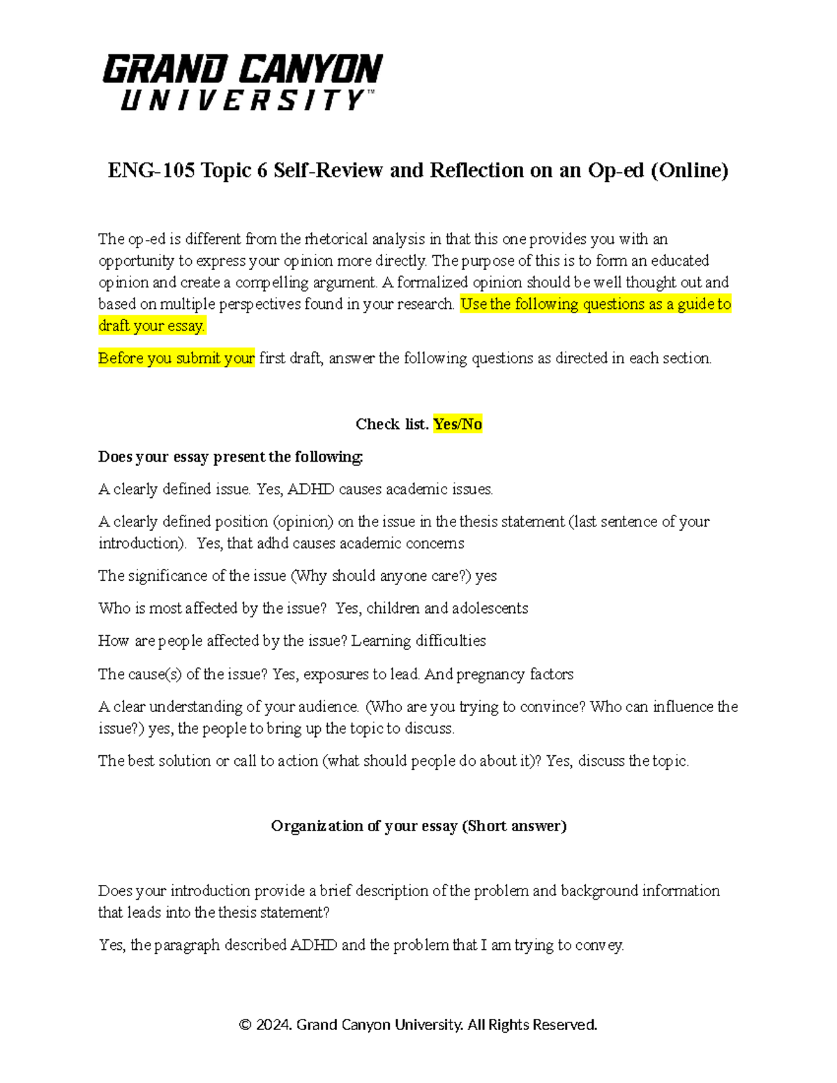 ENG-105ONL-T6-Op-Ed Self-Review and Reflection Guide - Studocu