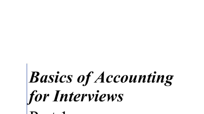 Basics of Accounting for Interviews: Key Concepts & Principles - Studocu