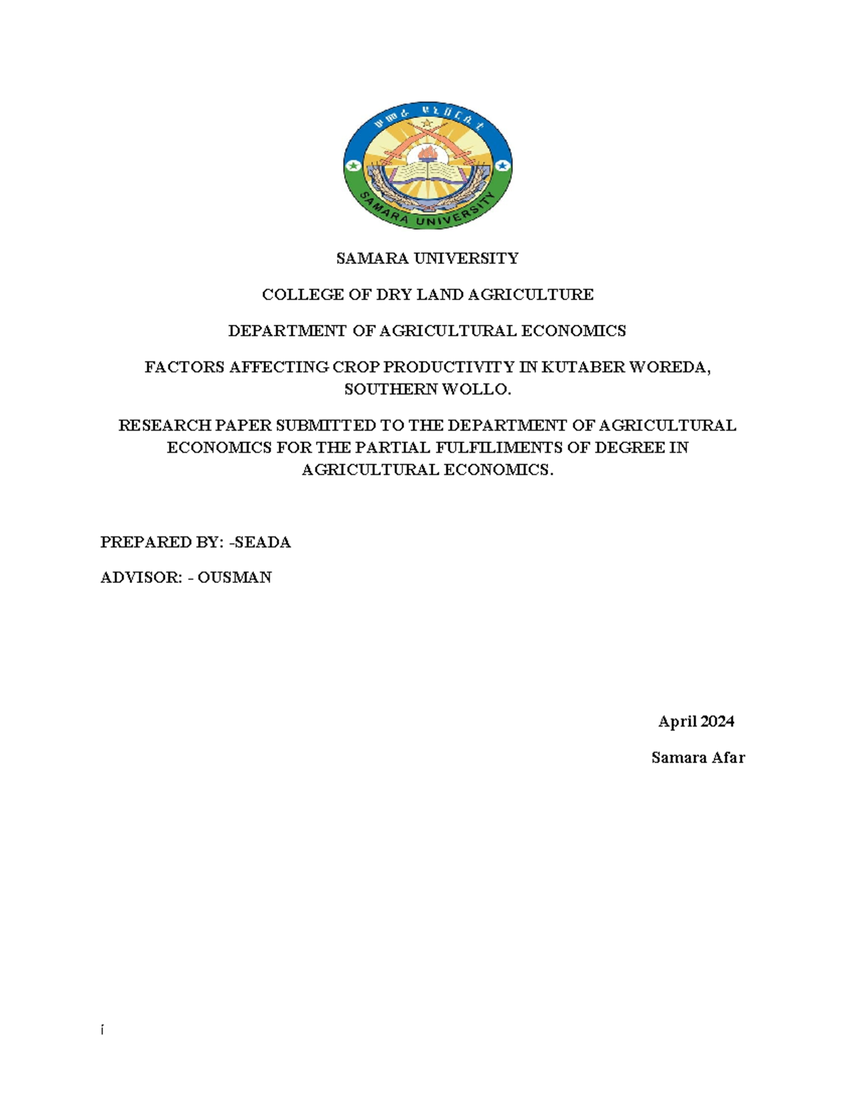 Factors Affecting Crop Productivity in Kutaber Woreda: Research Study ...