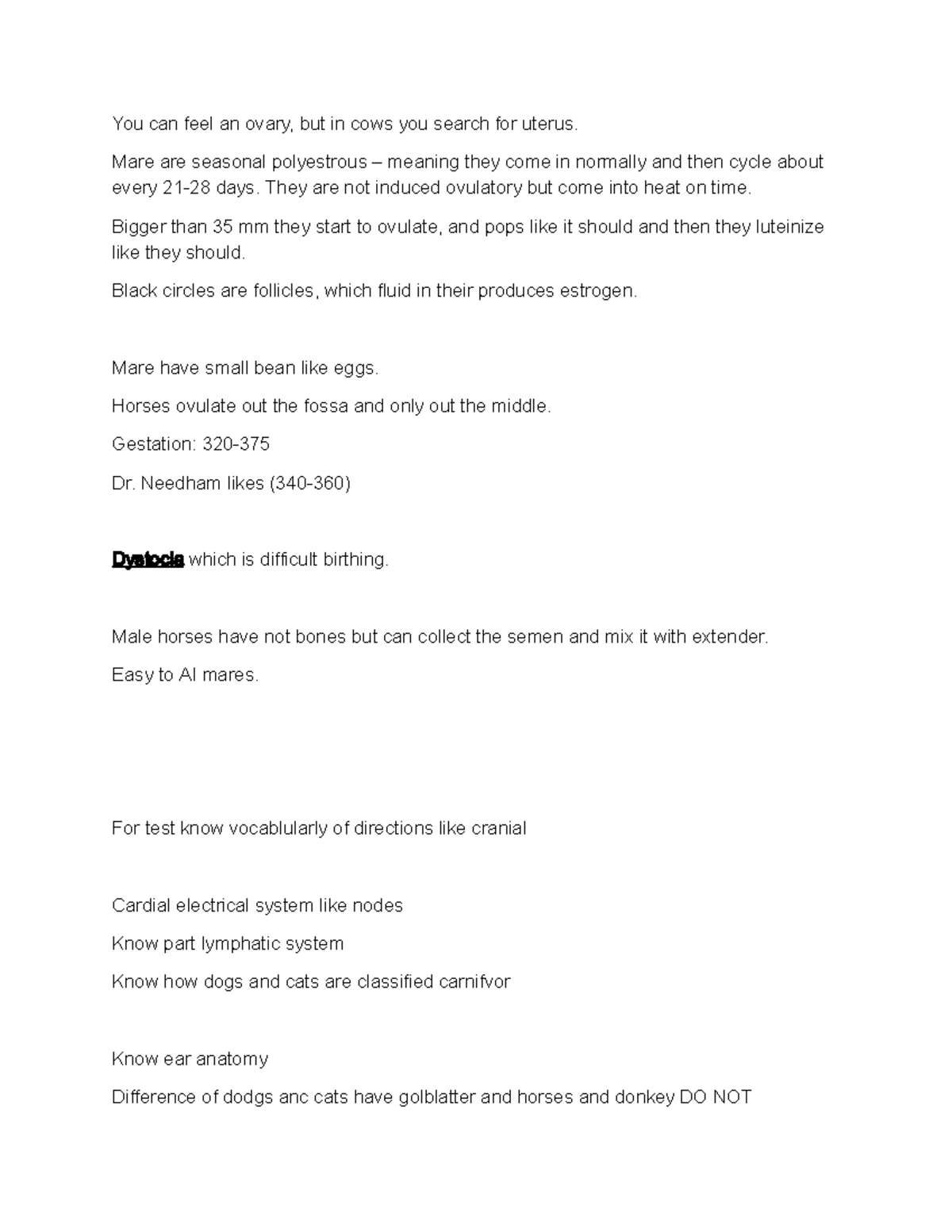 Vet Science Companion Animal Study Guide: Test 2 Notes - Studocu