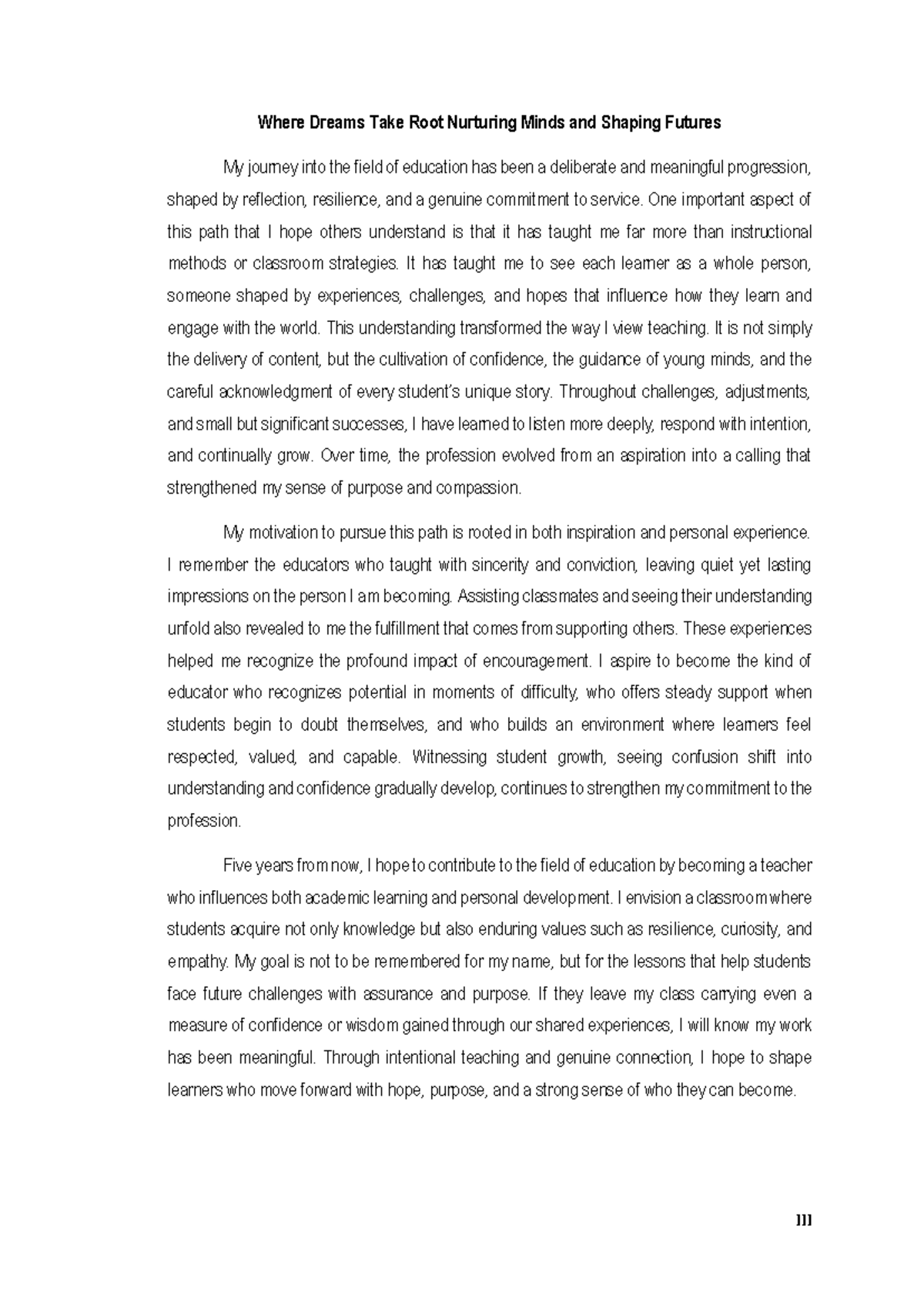 Intro - Where Dreams Take Root: Nurturing Minds in Education - Studocu