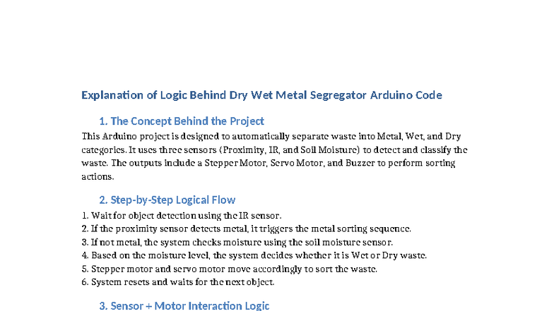 Dry Wet Metal Segregator Logic Explained: Arduino Project Overview ...