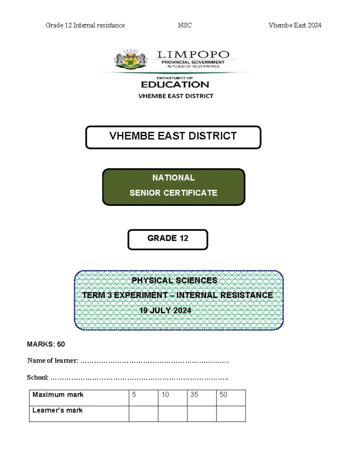 Physical Science Grade 12 Term 2 Acid-Base Titration Practical Guide ...