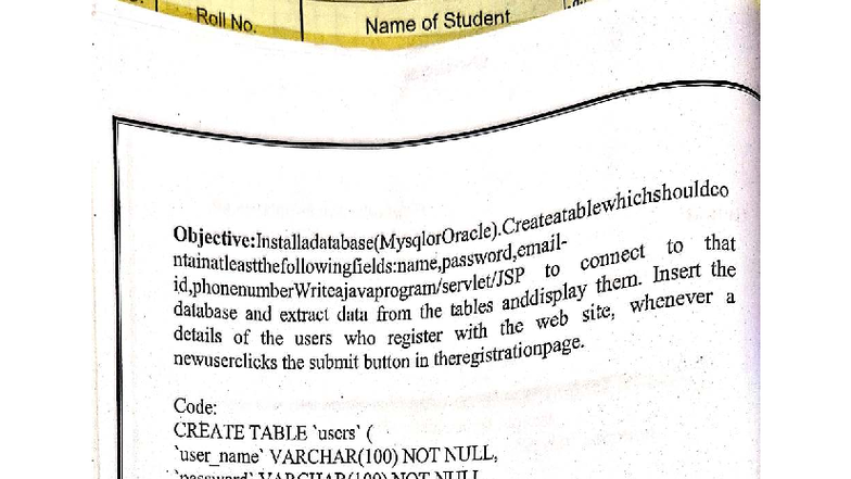 Program 8: User Registration and Display in Java (Code: WD Workshop) - Studocu