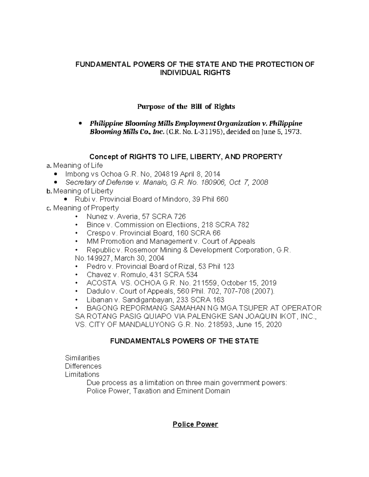FUNDAMENTAL POWERS OF THE STATE & INDIVIDUAL RIGHTS (2026) - Studocu