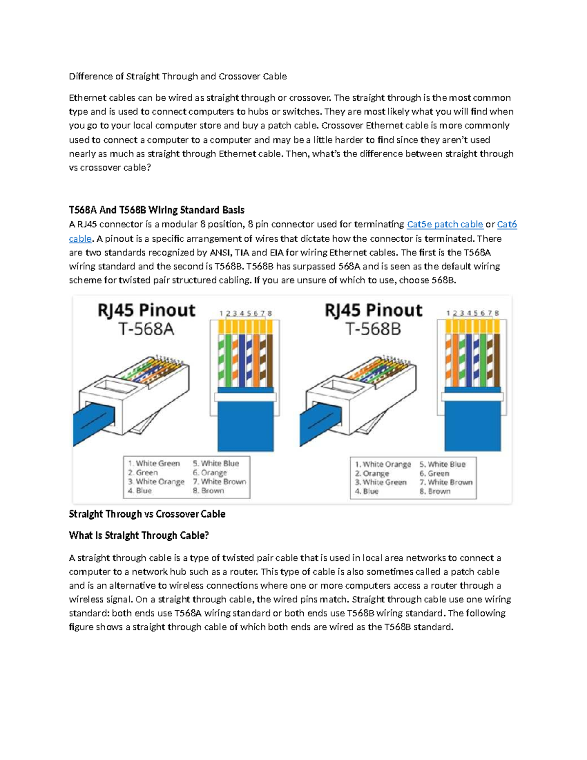 Straight Through vs Crossover Cables Explained: Key Differences - Studocu