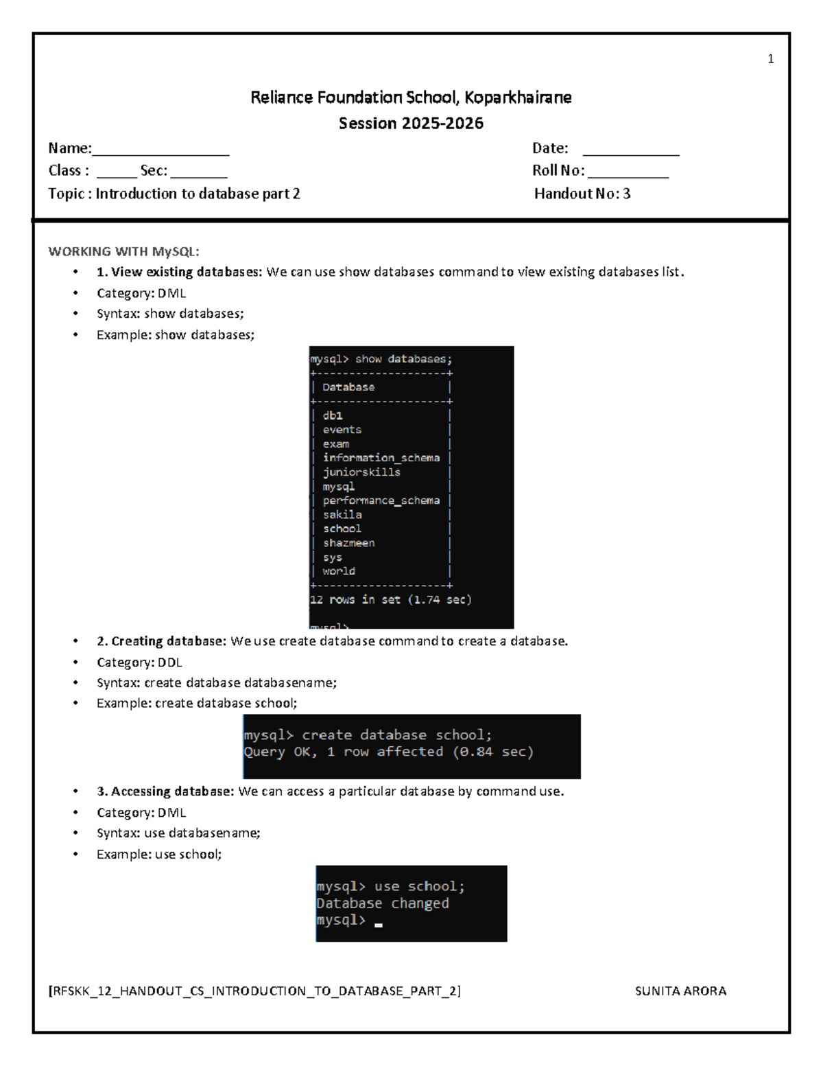 MySQL Database Operations: A Comprehensive Guide (1) - Studocu