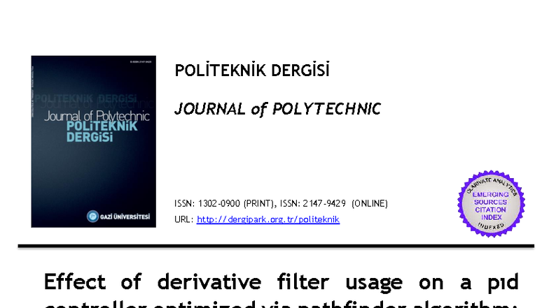 Effect of Derivative Filter on PID Controller Optimized via Pathfinder ...