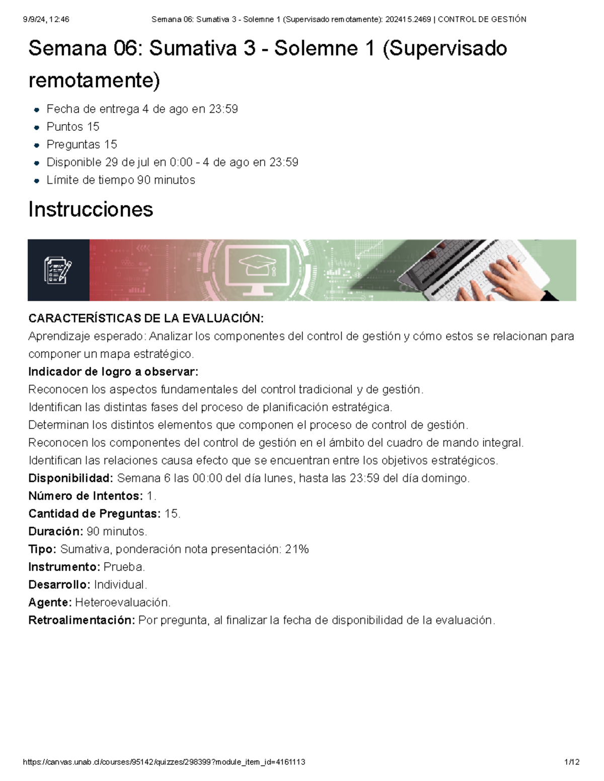 Semana 06 Sumativa 3 - Solemne 1 - Semana 06: Sumativa 3 - Solemne 1 (Supervisado remotamente ...