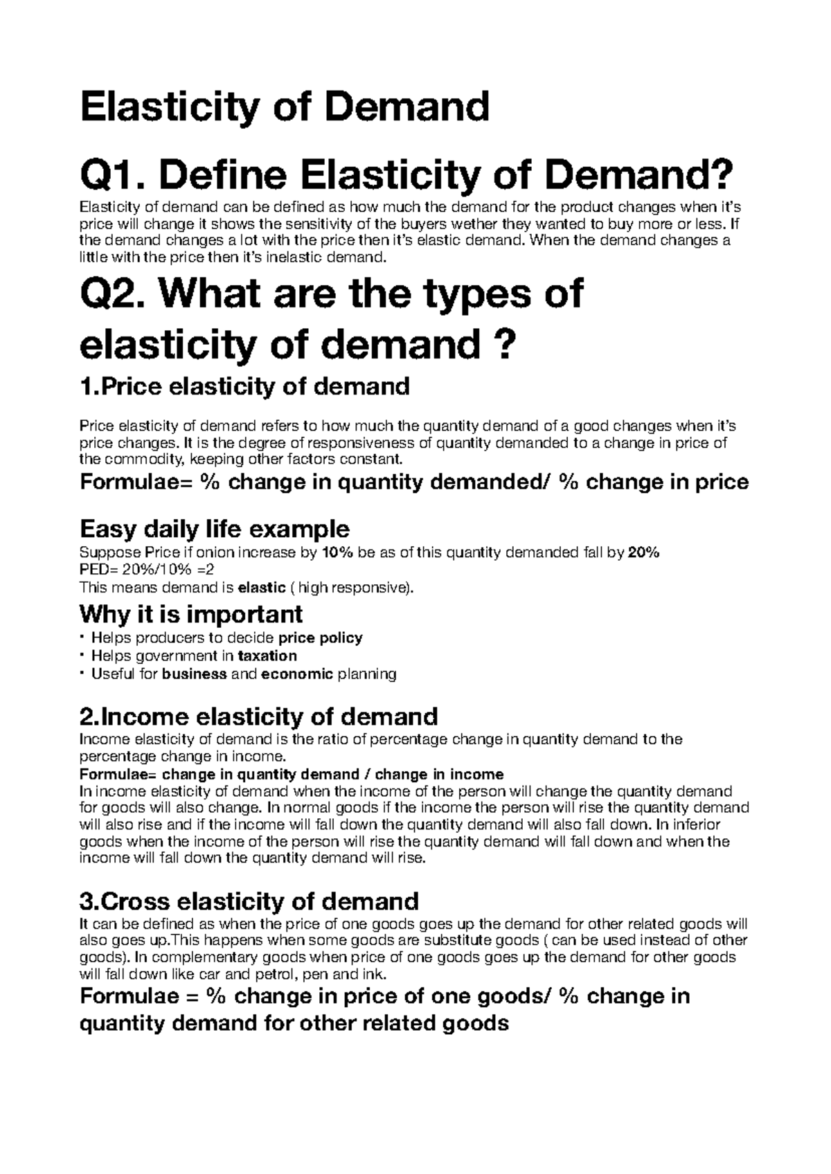 Elasticity of Demand: Concepts and Types Explained - Studocu