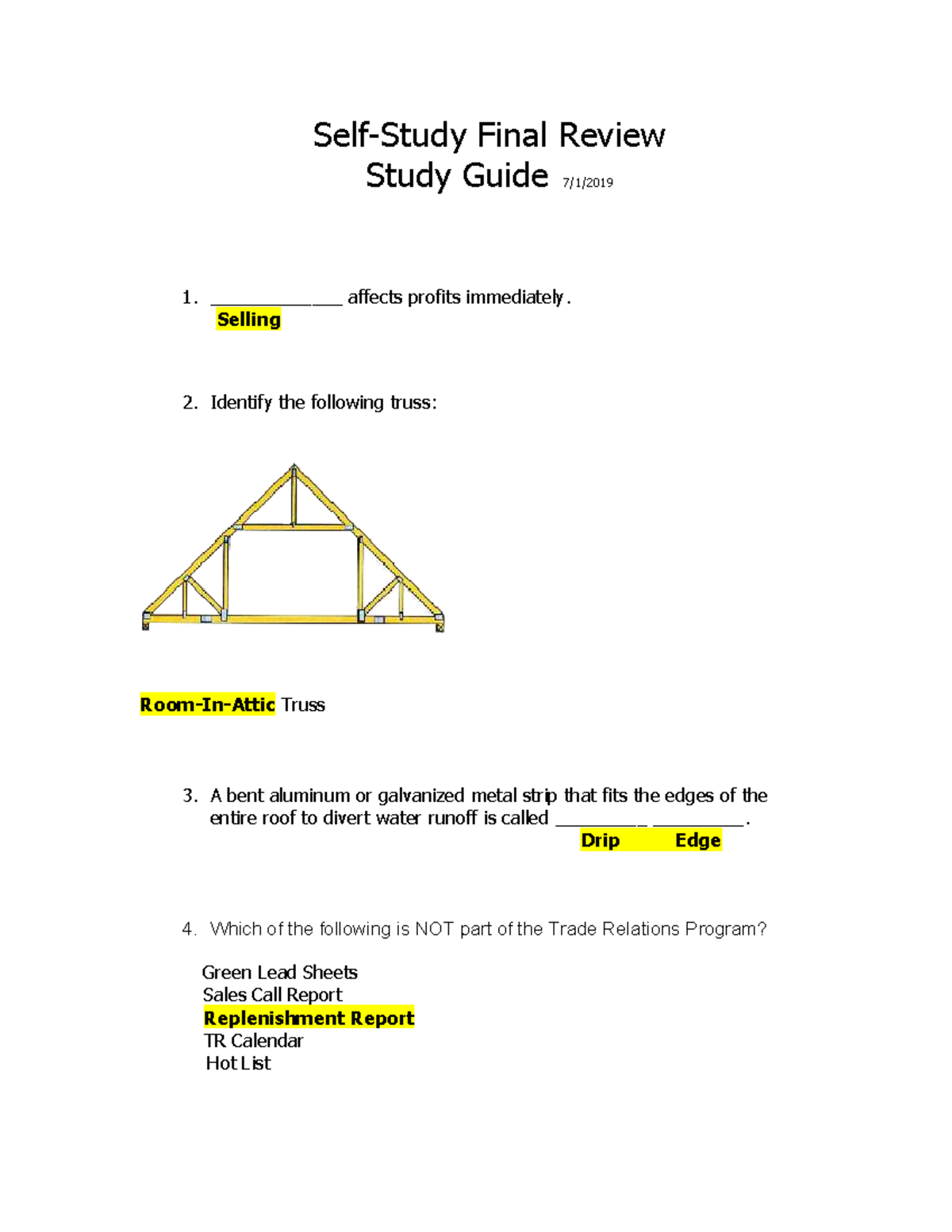 Self-Study Final Review Guide for Construction Trades (2019) - Self-Study Final Review Study ...