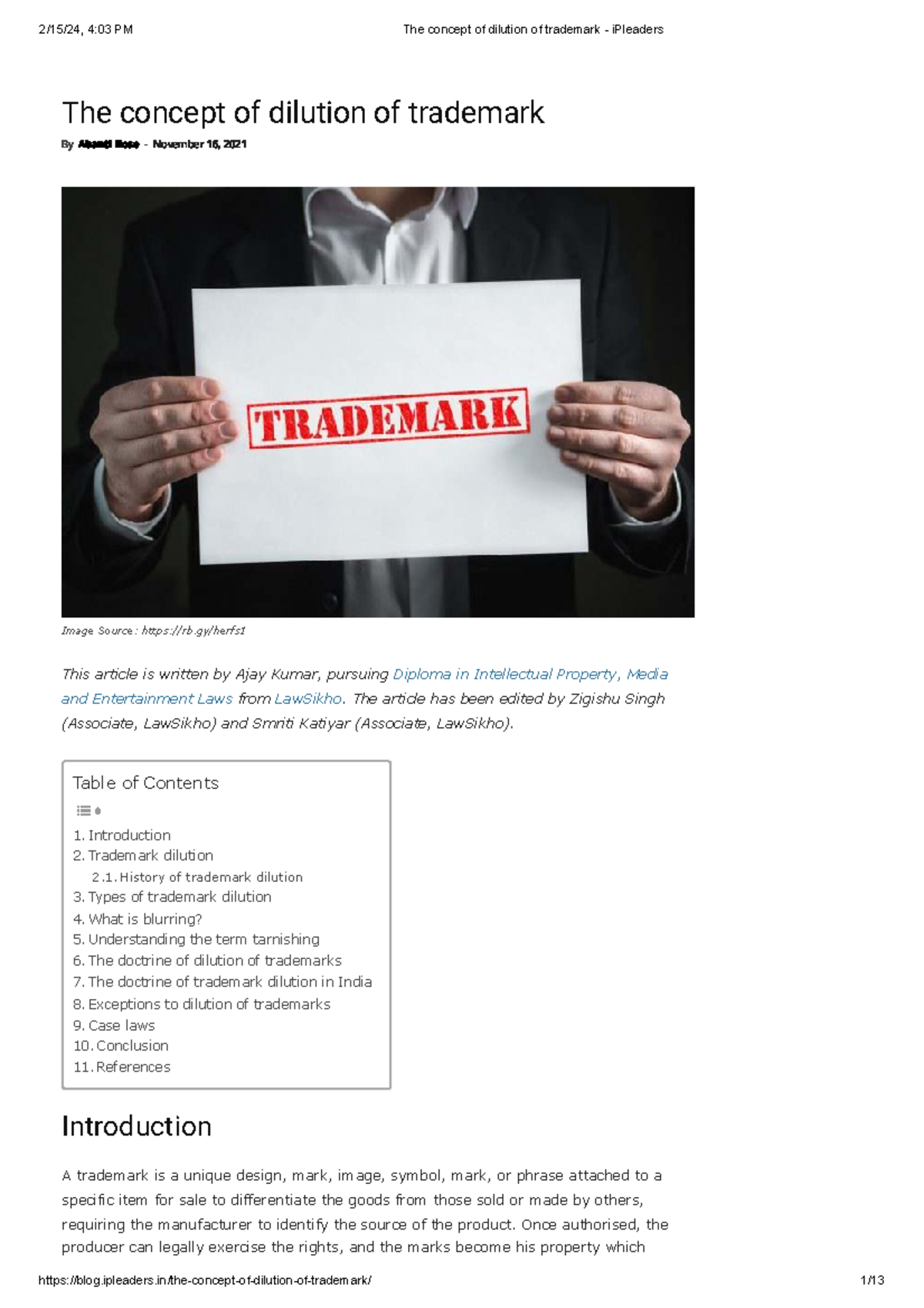 Understanding Trademark Dilution: Key Concepts and Case Studies (IP Law ...