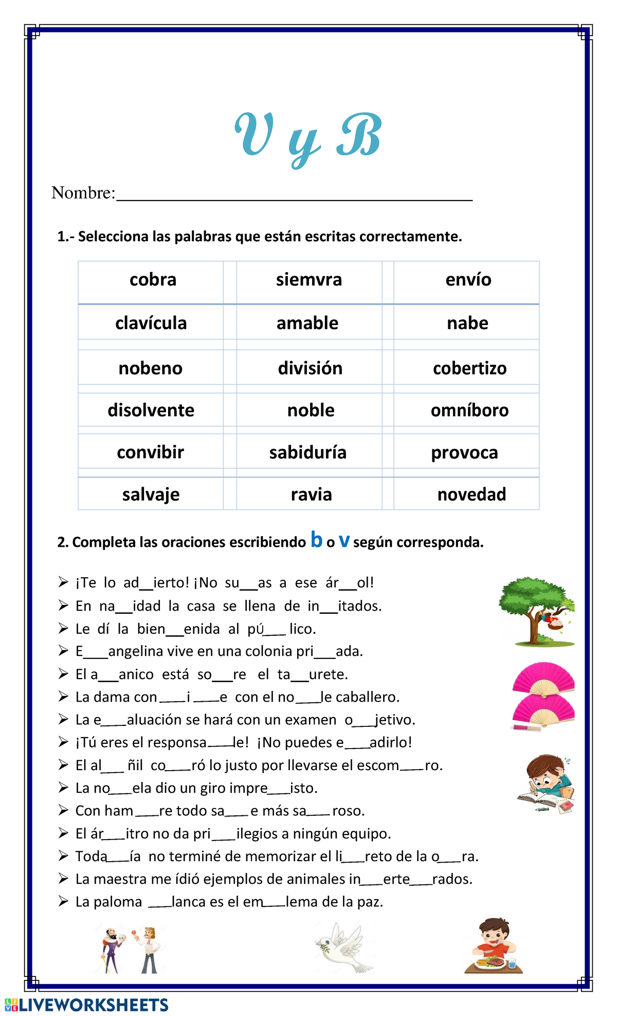 Ejercicio 4 - Actividades de repaso: V y B en Español - Studocu